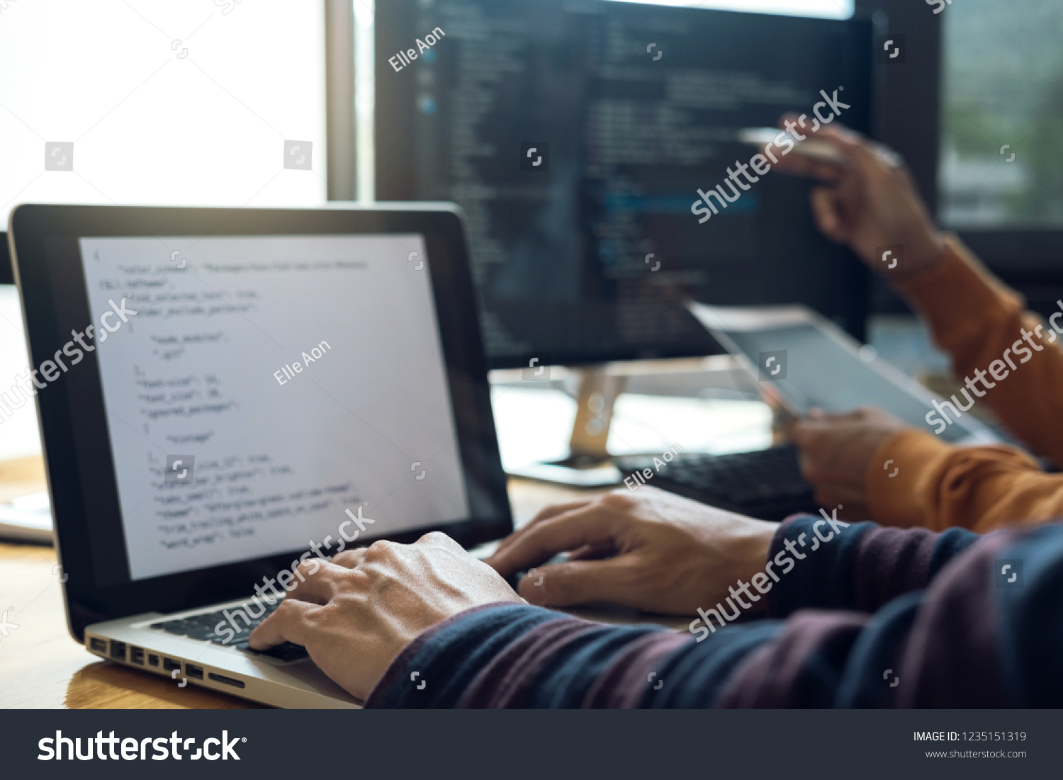 Professional Development Programmer Cooperating Meeting Brainstorming Stock Photo 1235151319 ...