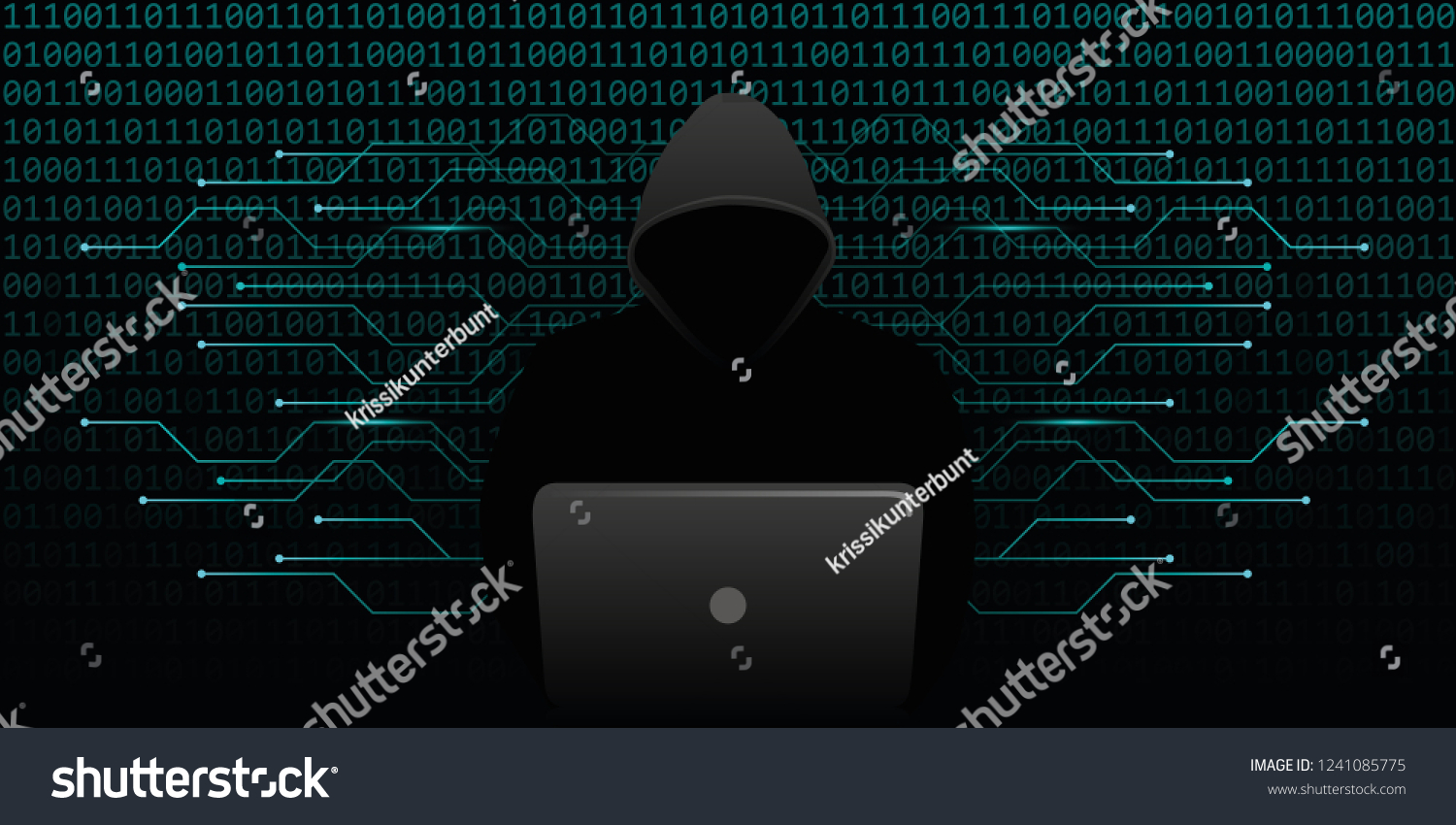 Computer Hacker Cybercrime Blue Binary Code Stock Vector (Royalty Free ...