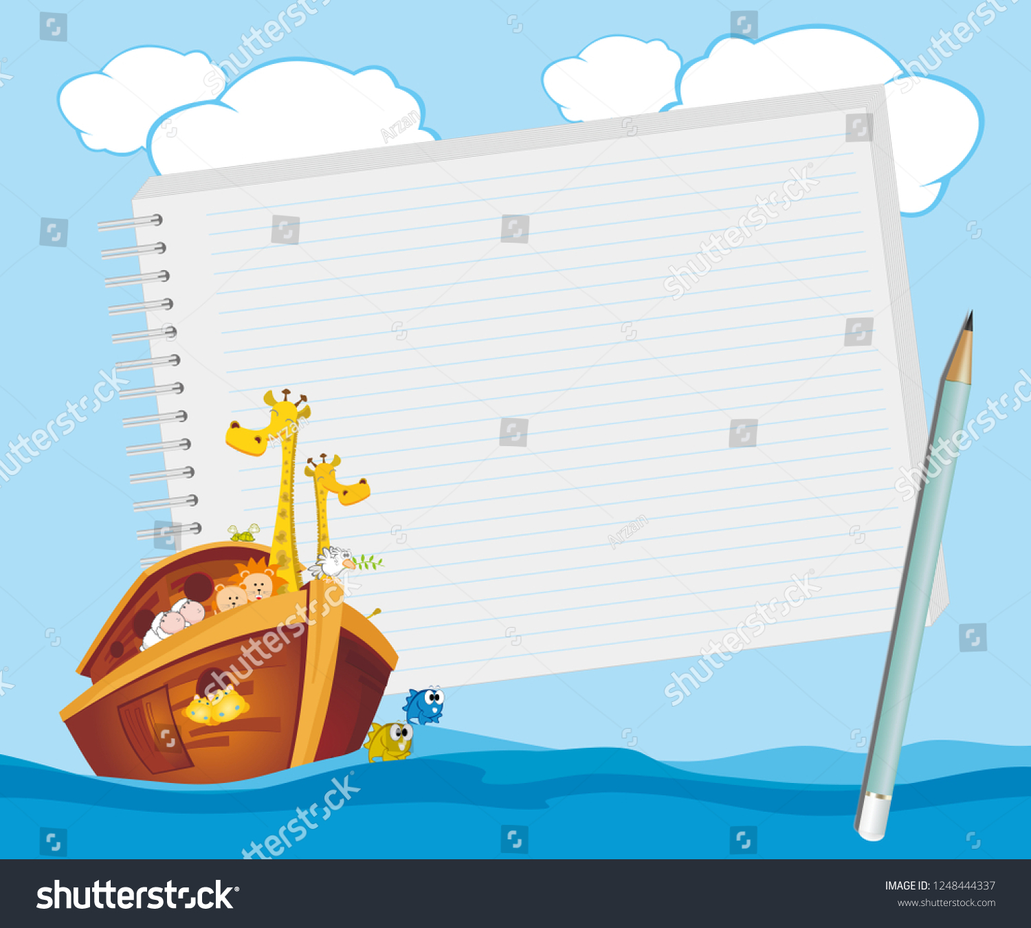 Note Pad Plus Pencil Noahs Ark Stock Vector (Royalty Free) 1248444337 ...
