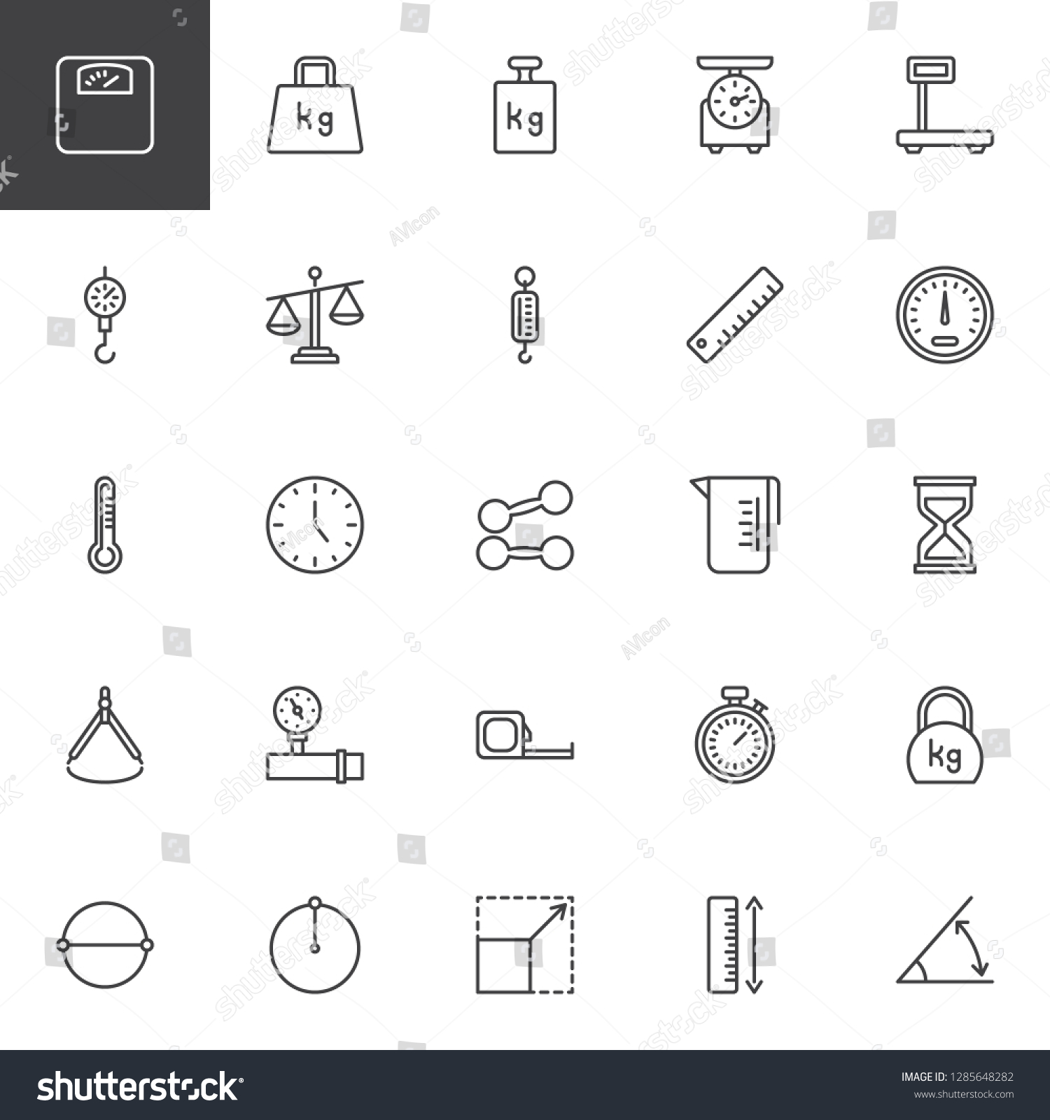 Scale Measurement Line Icons Set Linear Stock Vector Royalty Free