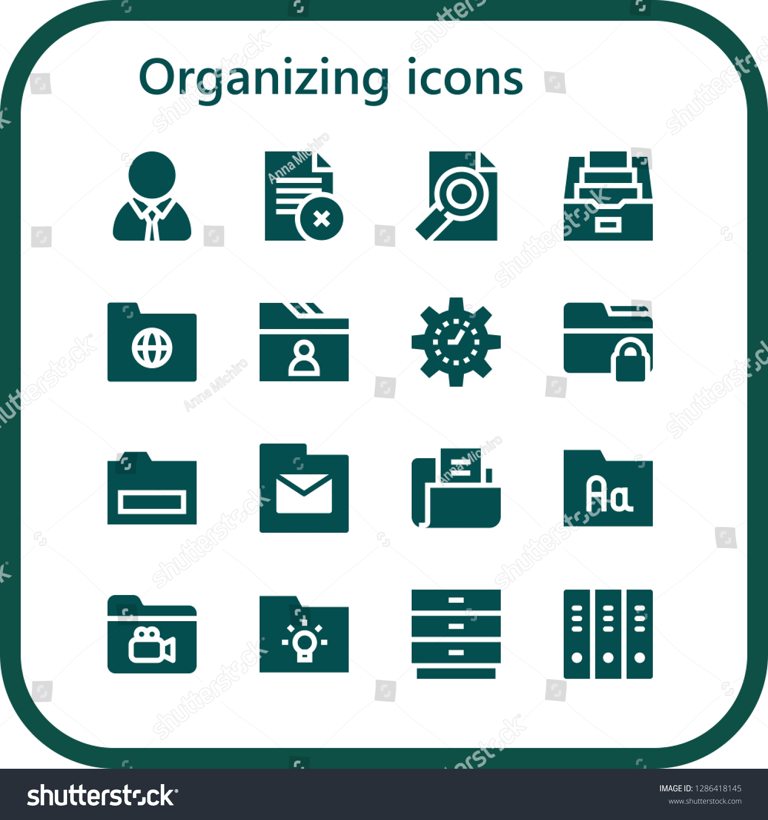 Organizing Icon Set 16 Filled Organizing Stock Vector (Royalty Free) 1286418145 | Shutterstock