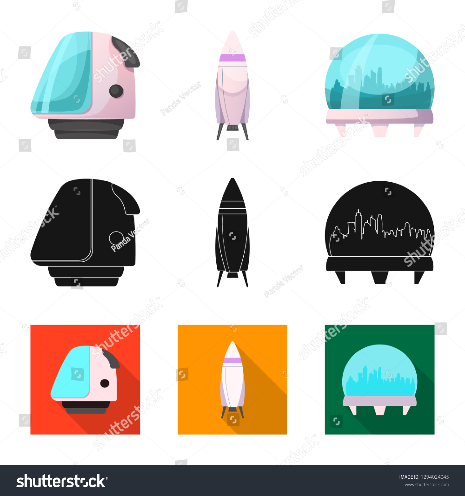 Bitmap Illustration Mars Space Logo Set Stock Illustration 1294024045 Shutterstock