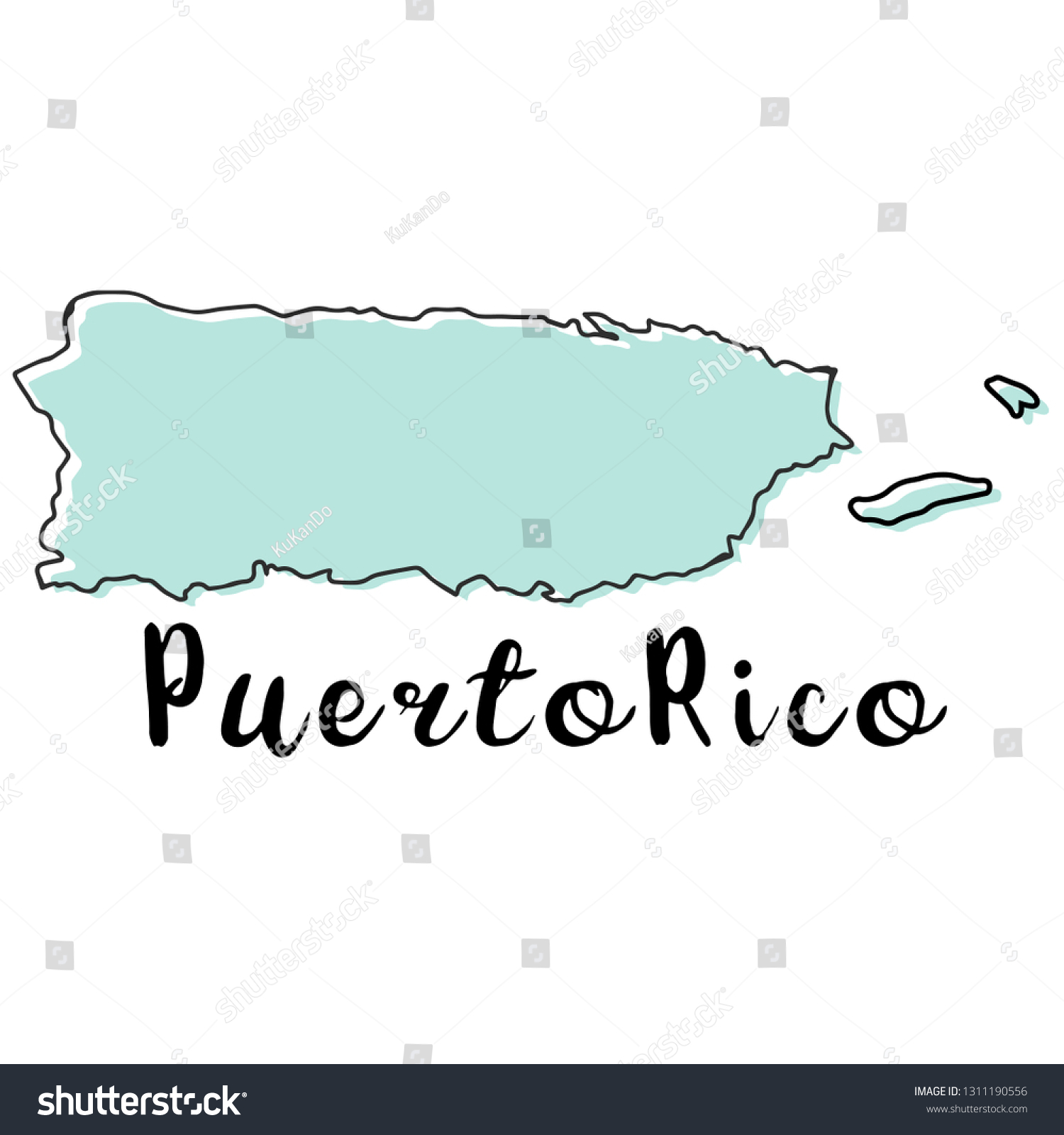 Doodle Freehand Map Sketch Puerto Rico Stock Vector (Royalty Free ...