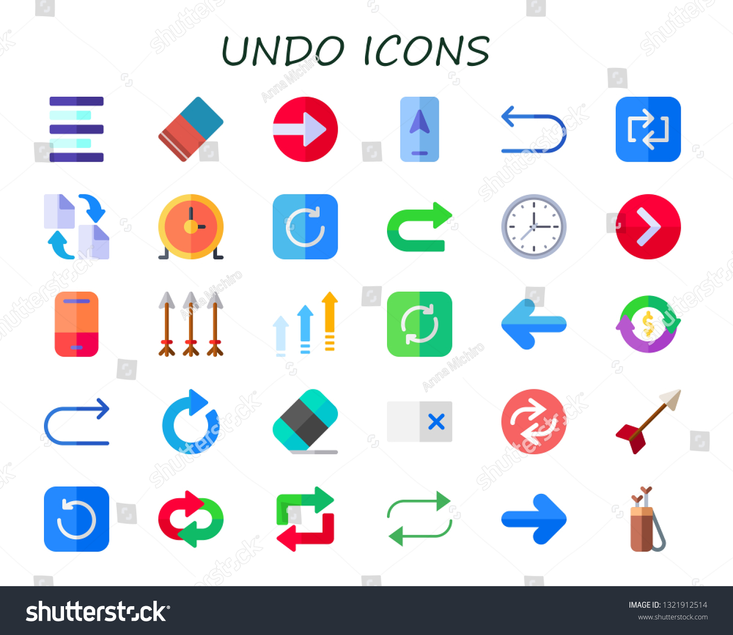 Undo Icon Set 30 Flat Undo Stock Vector (Royalty Free) 1321912514 | Shutterstock