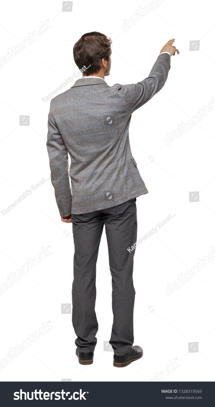 Back View Pointing Business Man Gesticulating Stock Photo 1328319569 ...