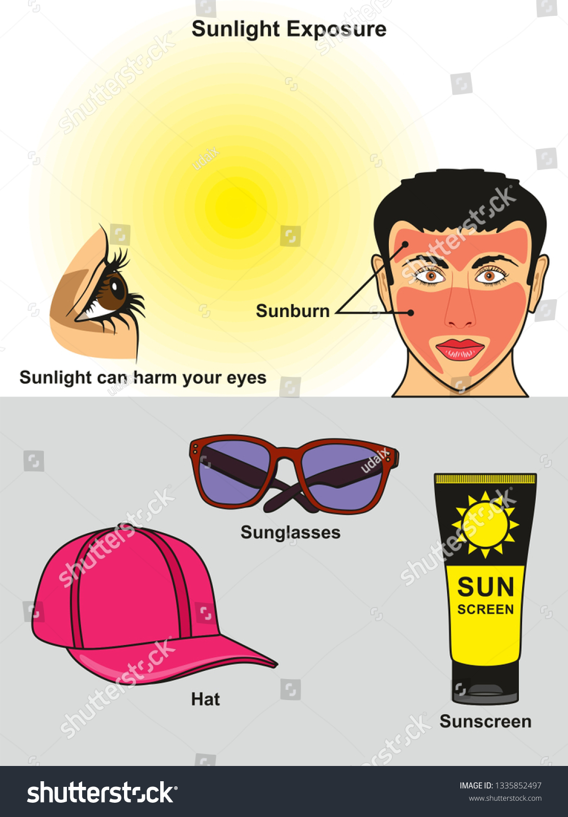 Sunlight Exposure Infographic Diagram Showing How Stock Vector (Royalty ...