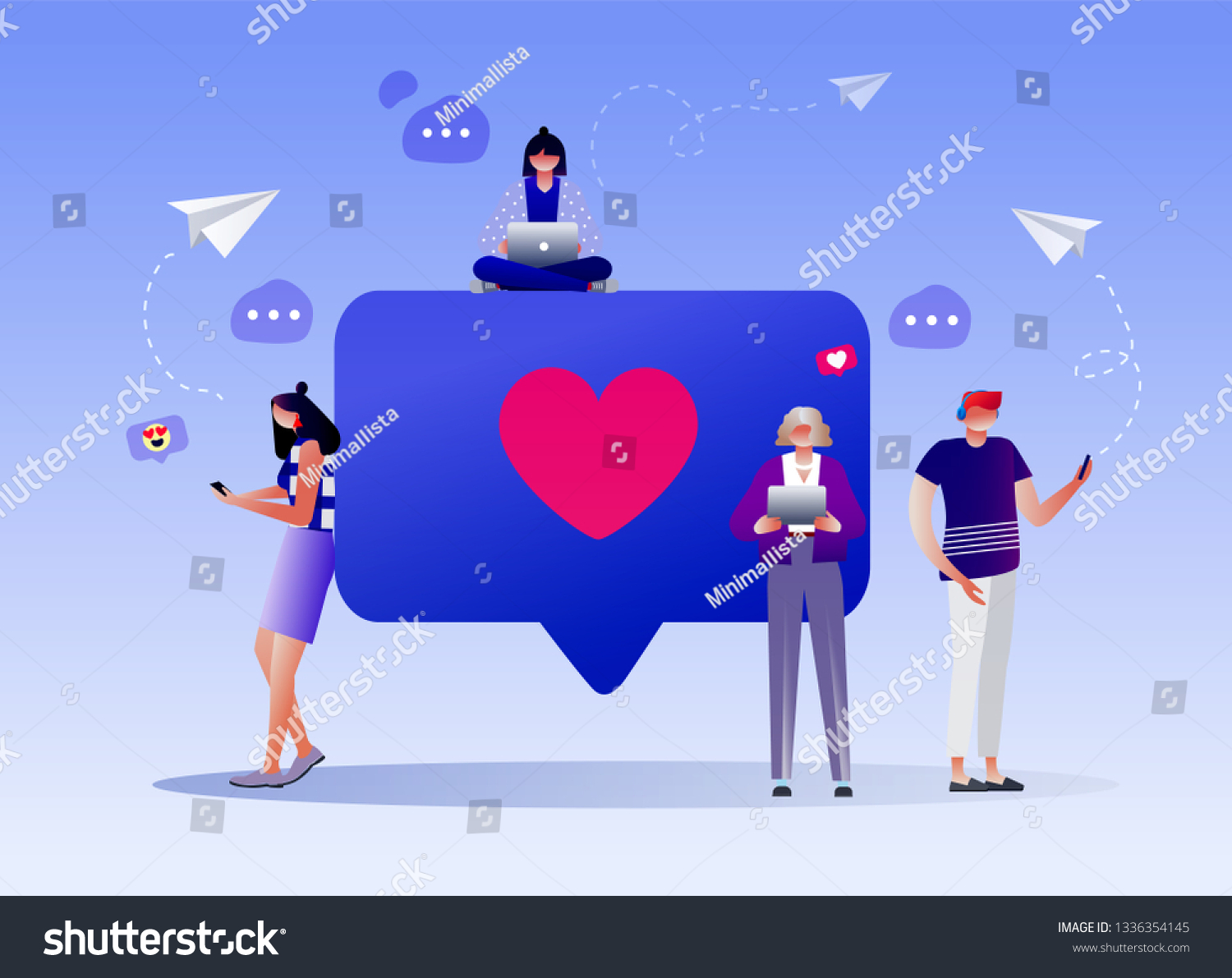 Vector Colorful Illustration Communication Via Internet Stock Vector ...