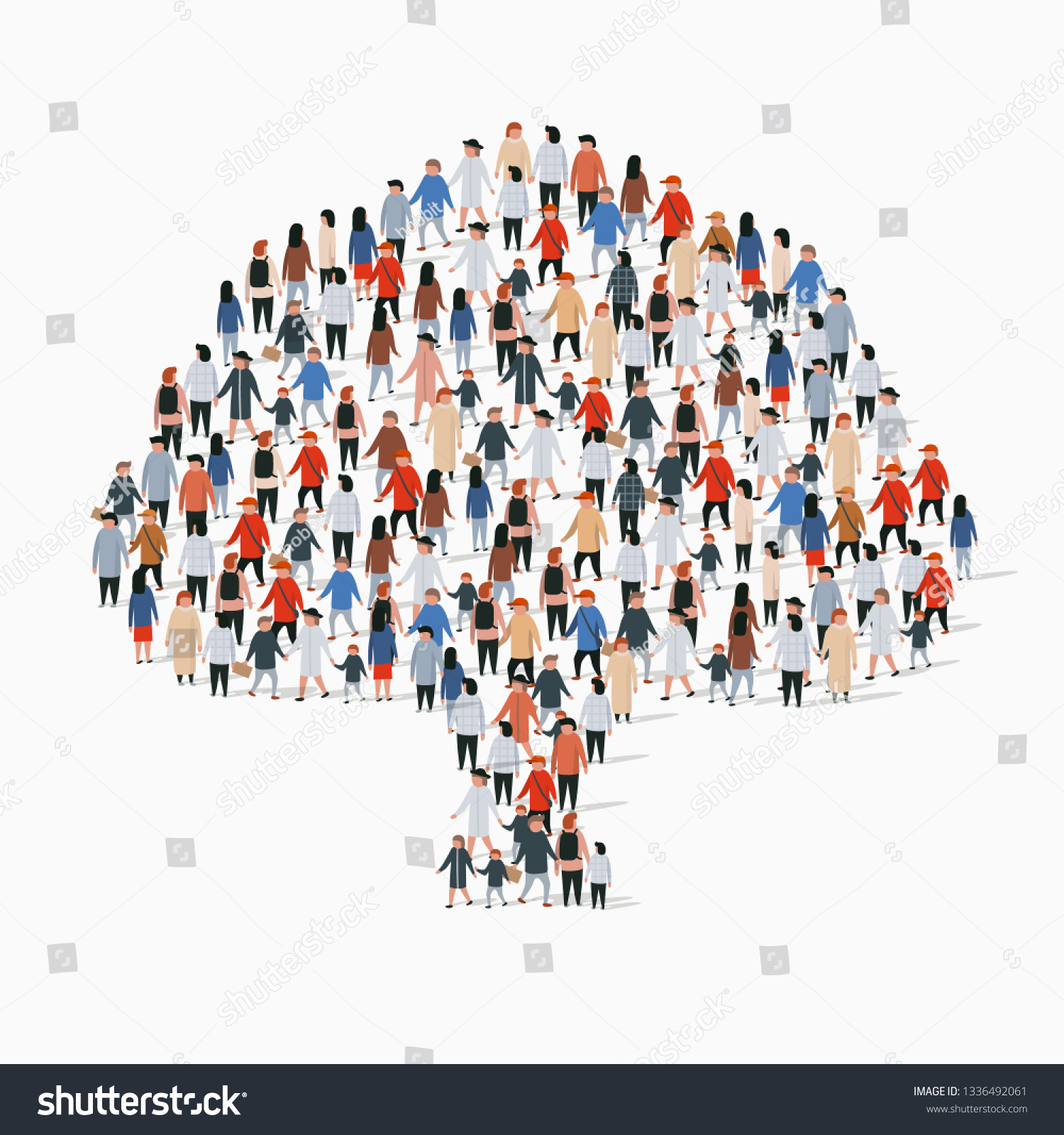 Large Group People Form Tree Vector Stock Vector (Royalty Free ...