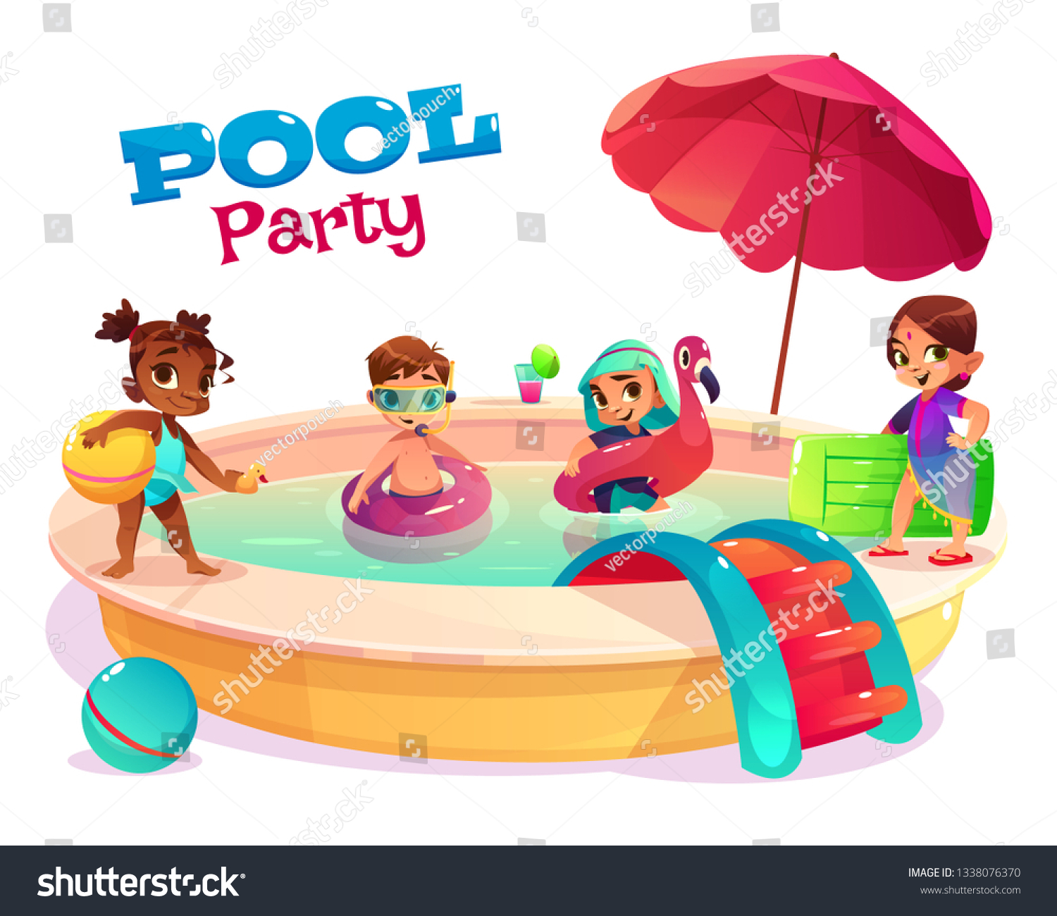 Pool Party Cartoon Clipart