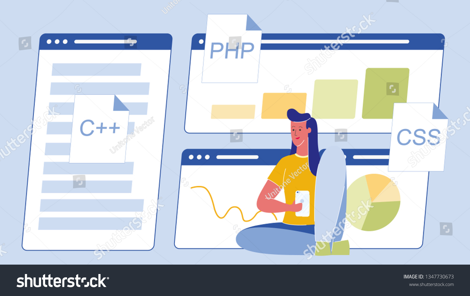 Programming Coding Cartoon Vector Illustration Software Stock Vector ...