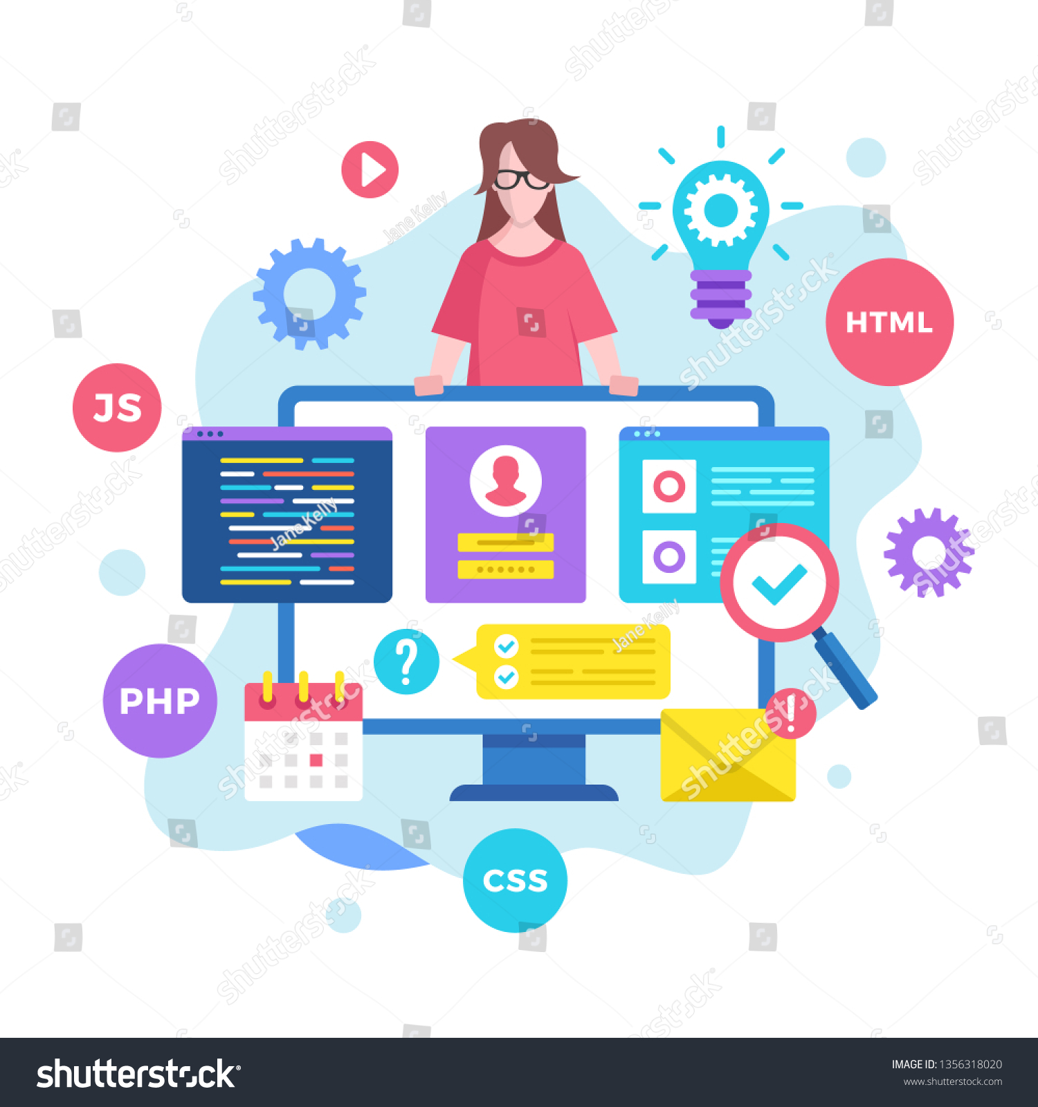 Front End Development Vector Illustration Web: เวกเตอร์สต็อก (ปลอดค่า ...