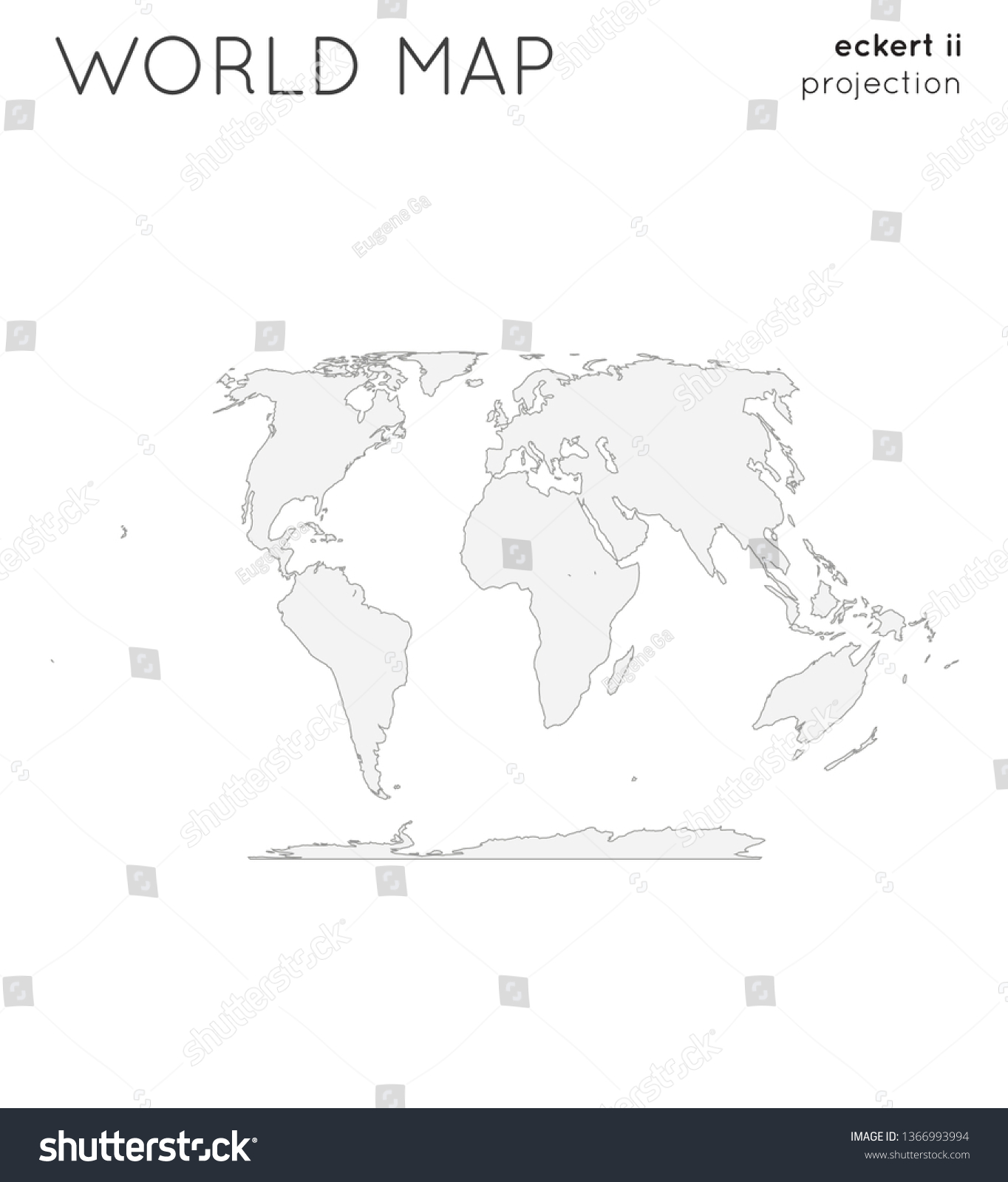 World Map Globe Eckert Ii Projection Stock Vector Royalty Free 1366993994 Shutterstock