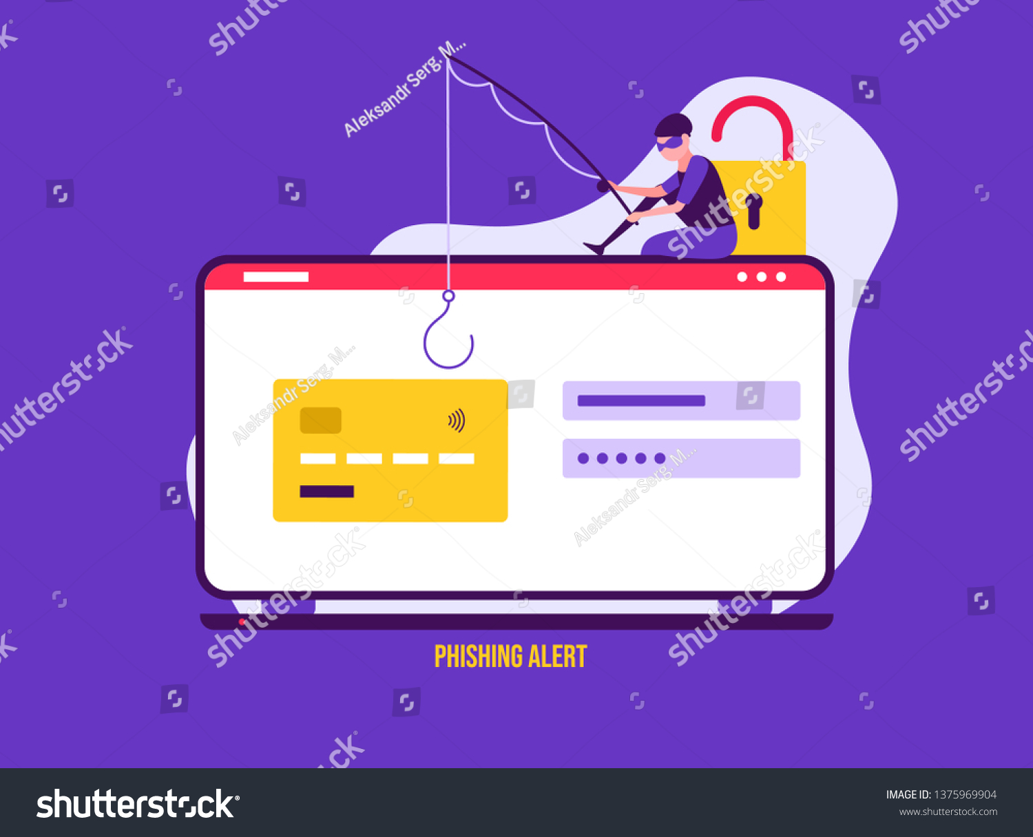 Concept Hacker Attack Fraud Investigation Internet Stock Vector ...