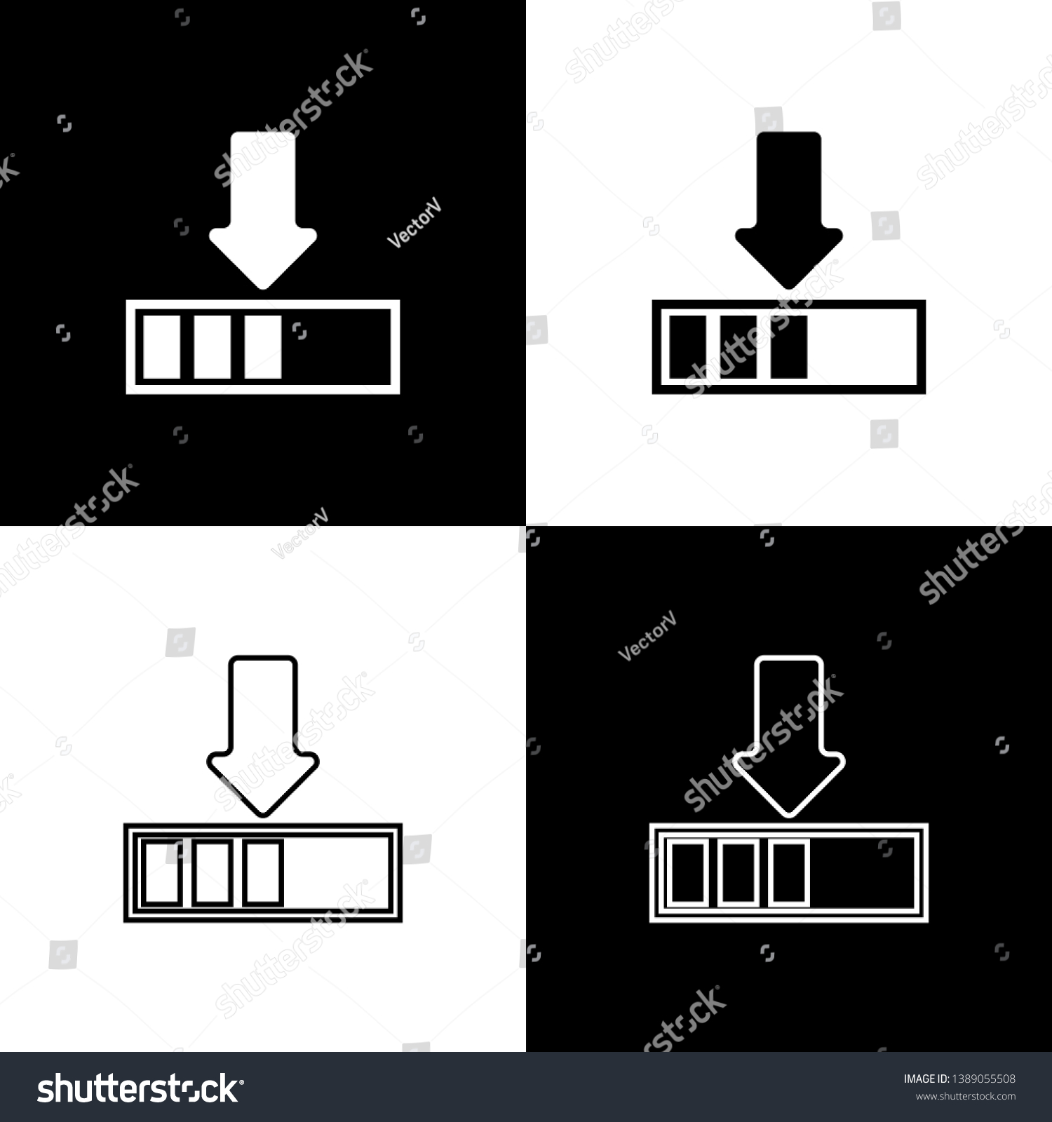 Set Loading Icons Isolated On Black Stock Vector (Royalty Free ...