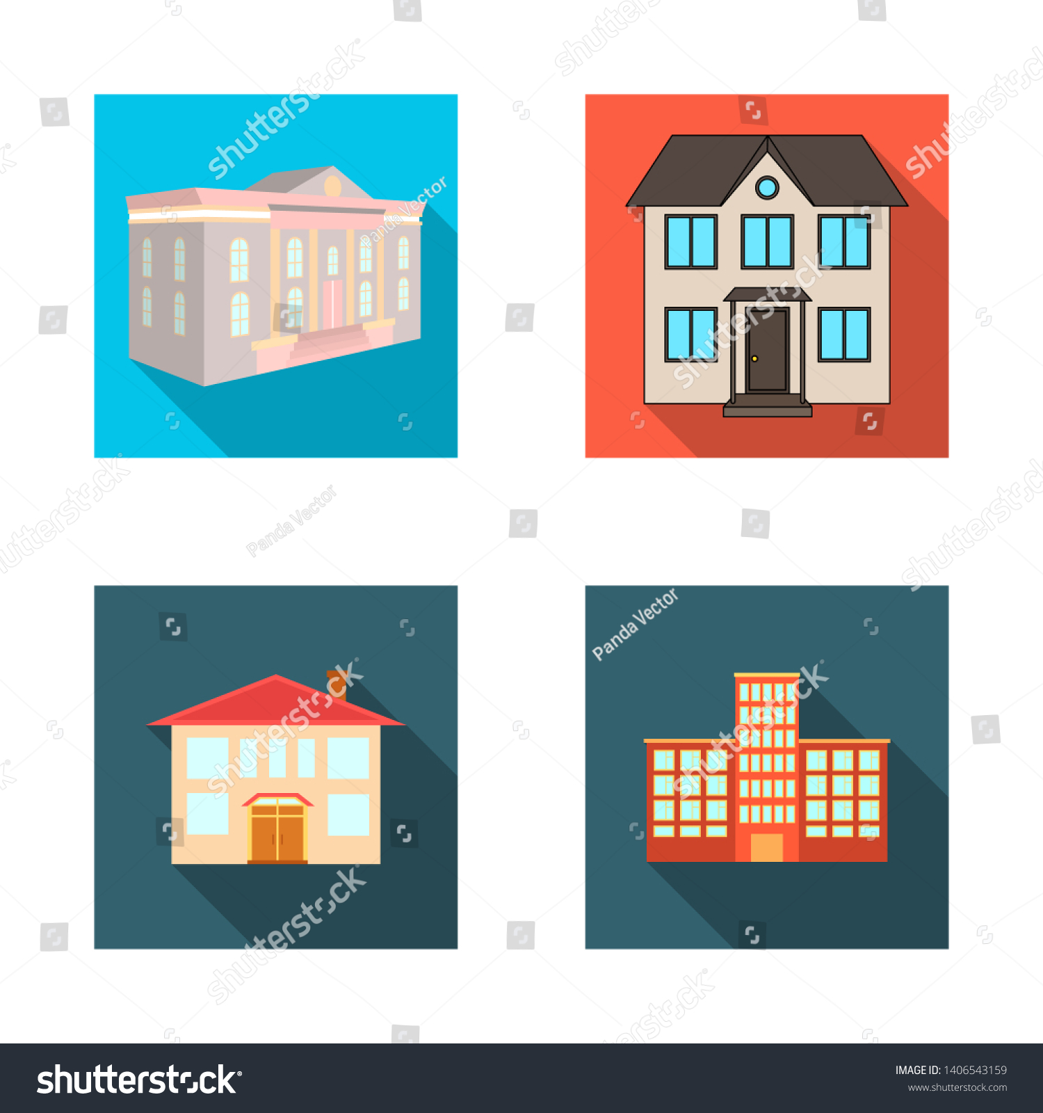 Bitmap Illustration Building City Sign Set Stock Illustration ...