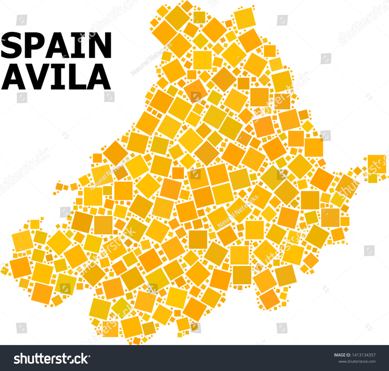 Gold Square Mosaic Vector Map Avila Stock Vector (Royalty Free) 1413134357 | Shutterstock