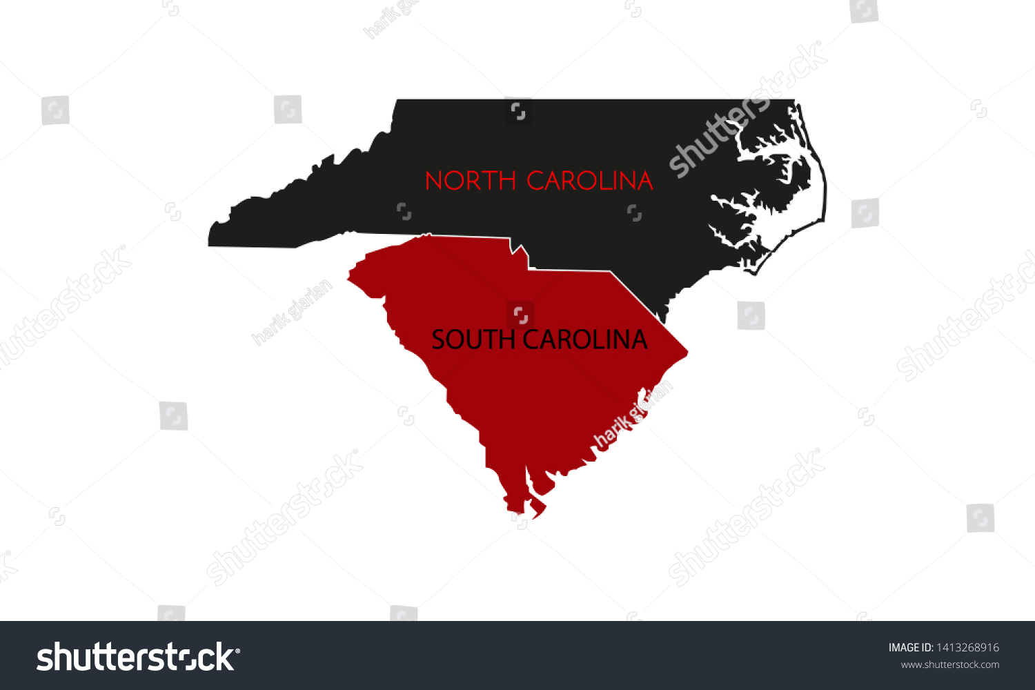 Vector Map North Carolina South Carolina Stock Vector (Royalty Free ...