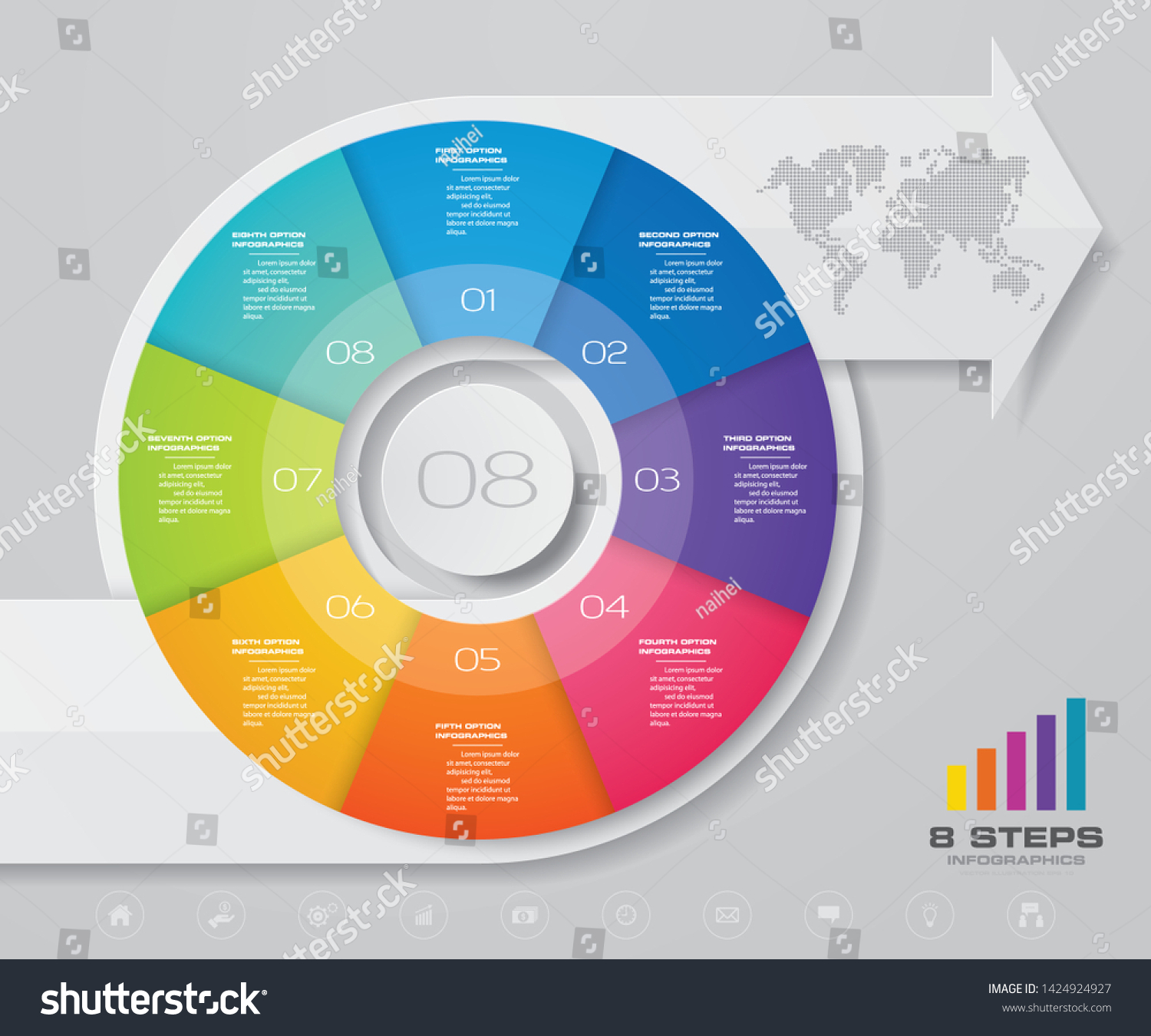 Modern 8 Steps Pie Chart Circle Stock Vector (Royalty Free) 1424924927 | Shutterstock