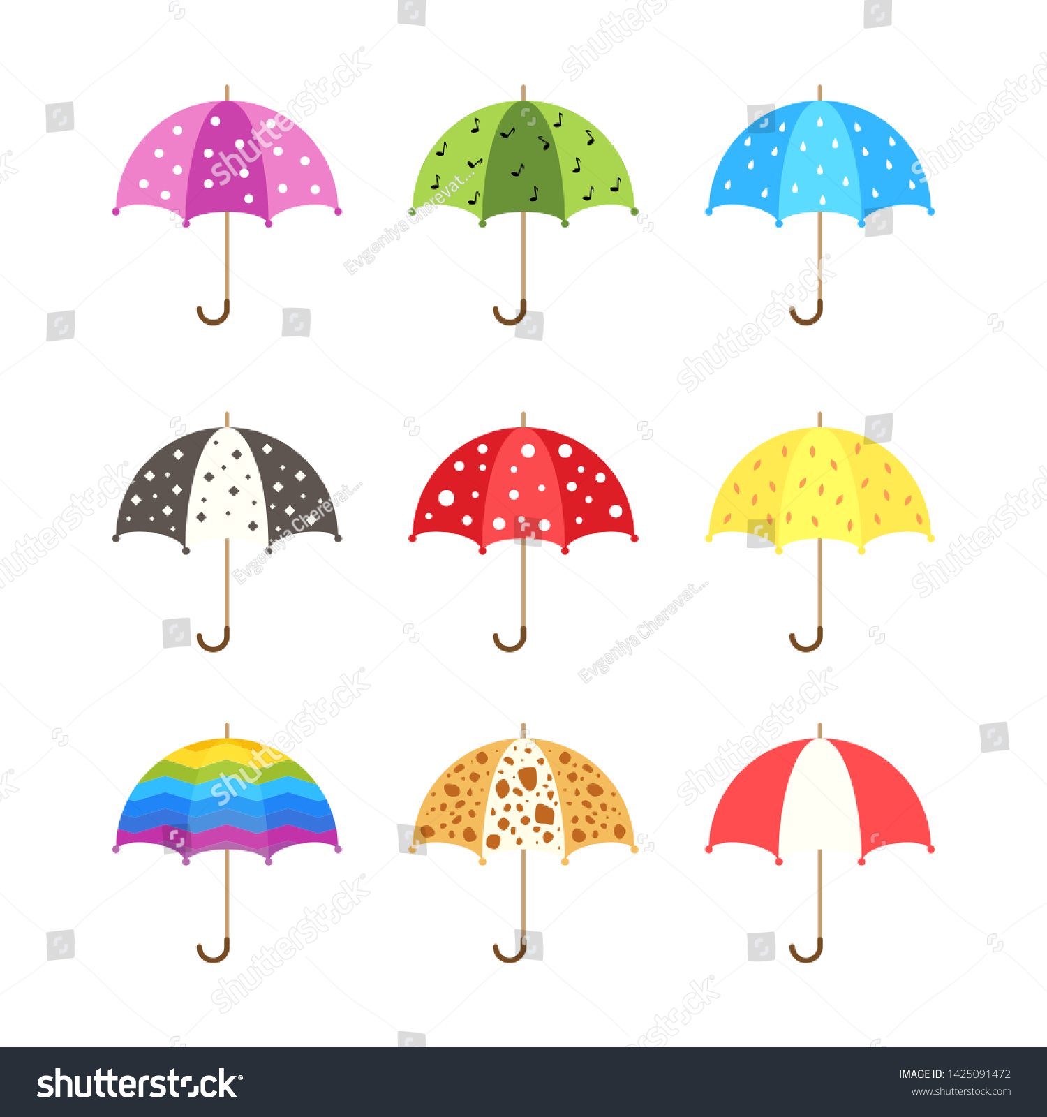 Colorful Umbrellas Set Flat Style Isolated Stock Vector (Royalty Free ...