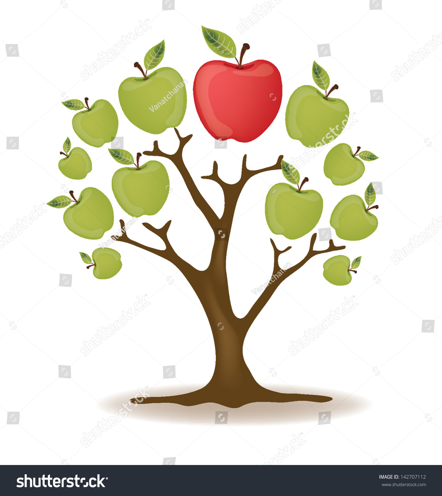 Apple Tree Vector Illustration Stock Vector (Royalty Free) 142707112 ...