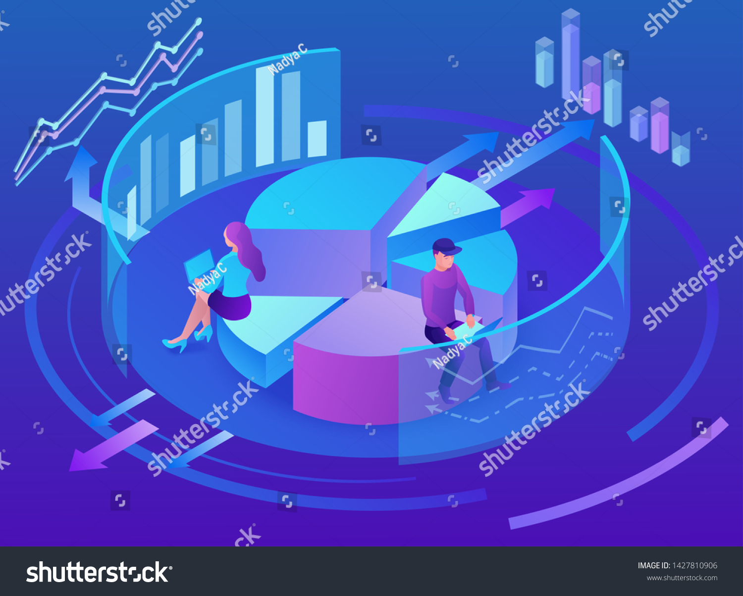 Data Analysis Center Business People Analyze Stock Vector (Royalty Free ...