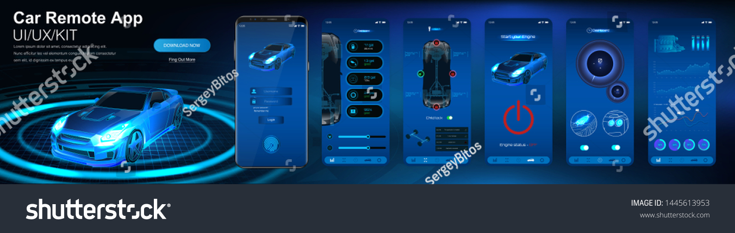 Remote Car Control App Smart Car Stock Vector (Royalty Free) 1445613953 ...