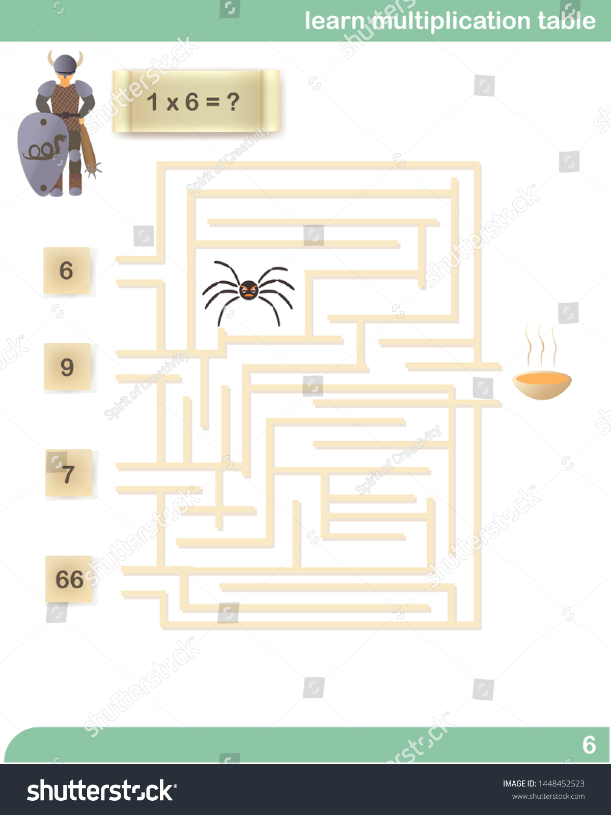Learn Multiplication Table Labyrinth Viking Adventure: vector de stock ...