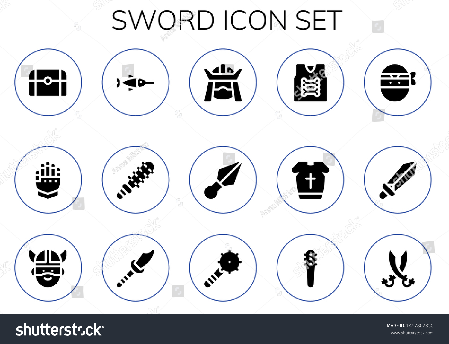 Sword Icon Set 15 Filled Sword Stock Vector (Royalty Free) 1467802850 ...