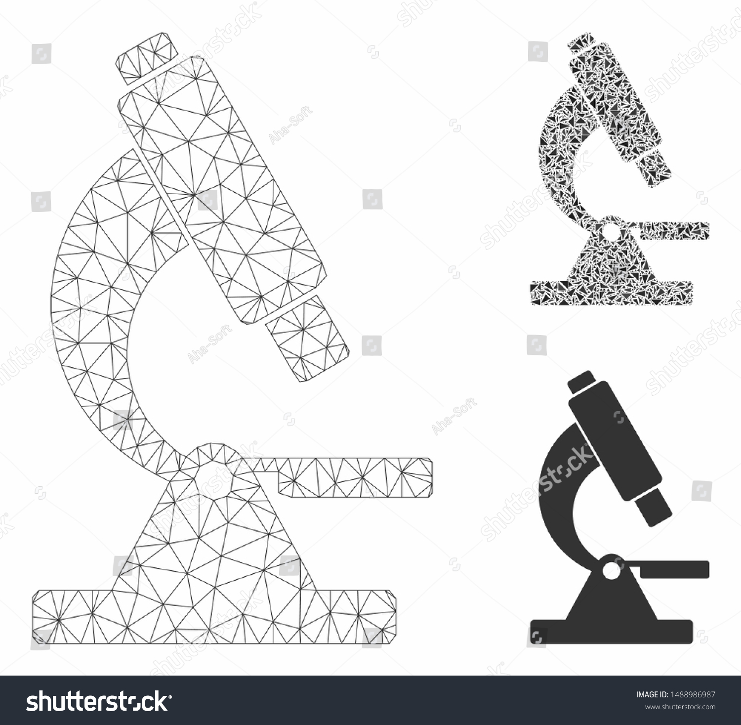 Mesh Microscope Model Triangle Mosaic Icon Stock Vector Royalty Free 1488986987 Shutterstock