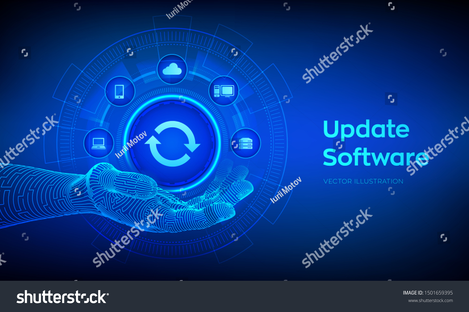 5 Update Icon Robotic Hand Upgrade Software Version Concept On Virtual Screen Computer Images ...