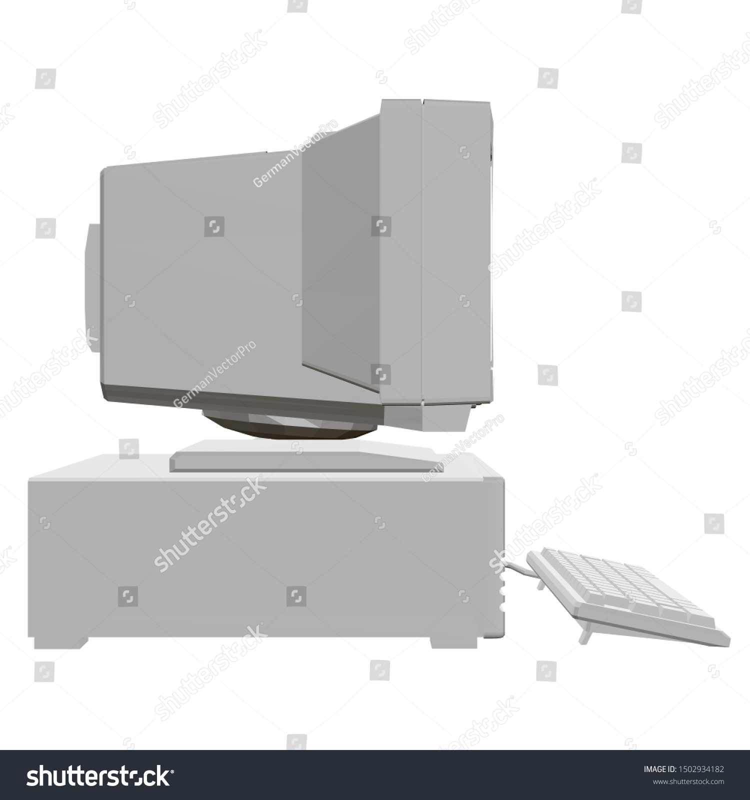 Old Computer Large Monitor System Unit Stock Vector (Royalty Free ...