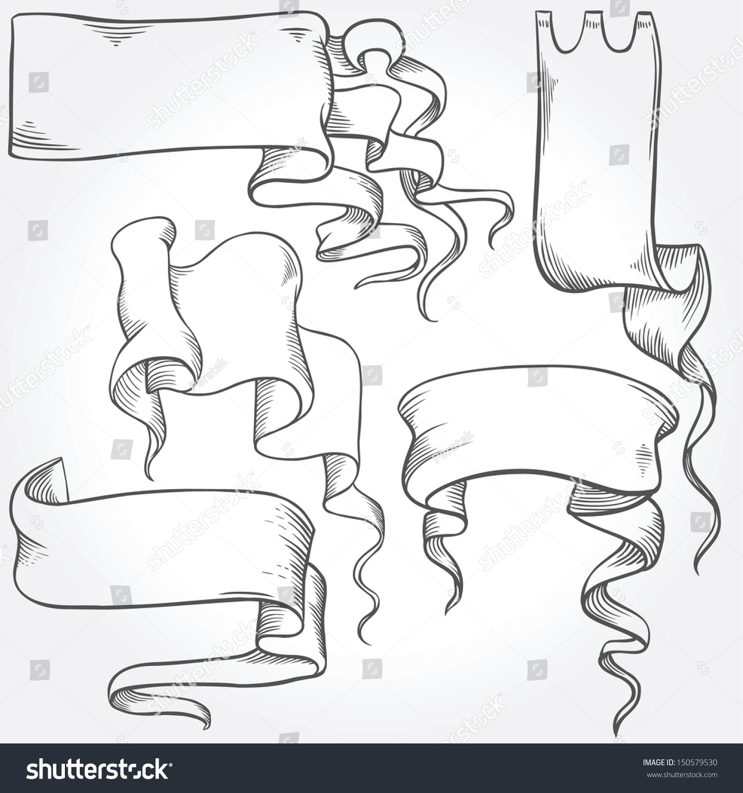 Set Vector Asymmetrical Medieval Flags Stock Vector (Royalty Free ...