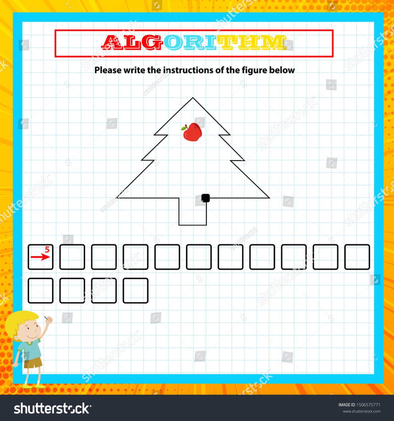 Vektor Stok Coding Algorithmplace Shapes Coordinatesfind Match Numbers Tanpa Royalti