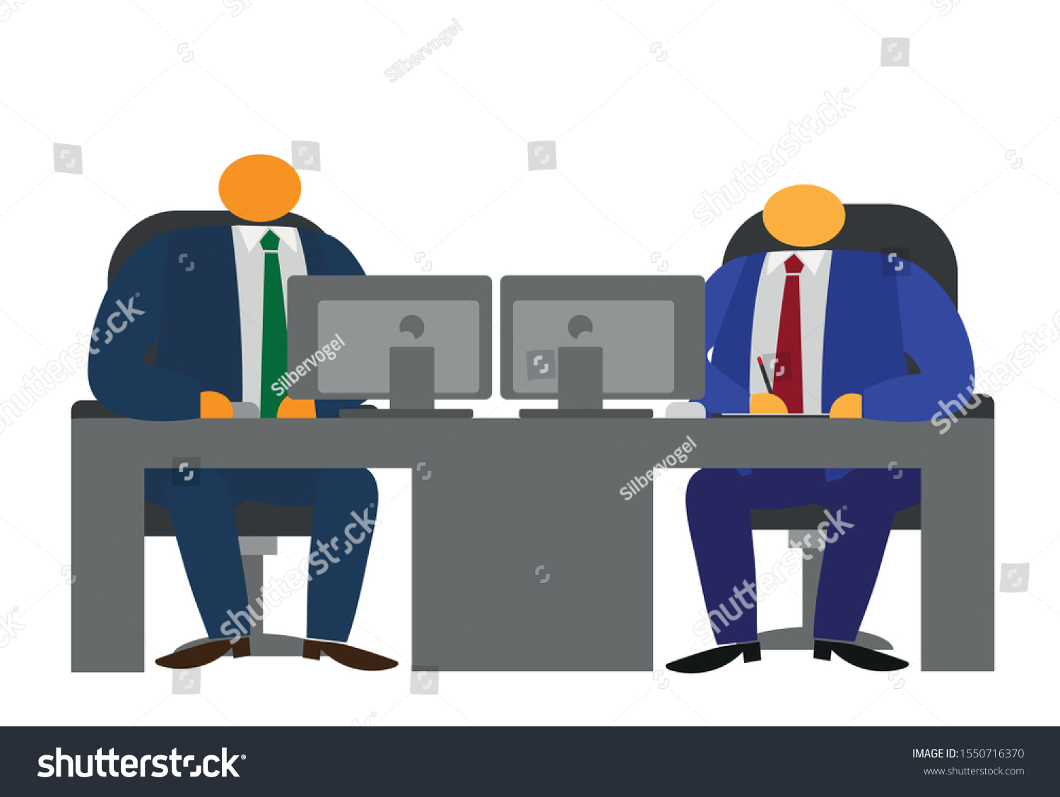 Vector Drawing Two People Computers: vector de stock (libre de regalías ...