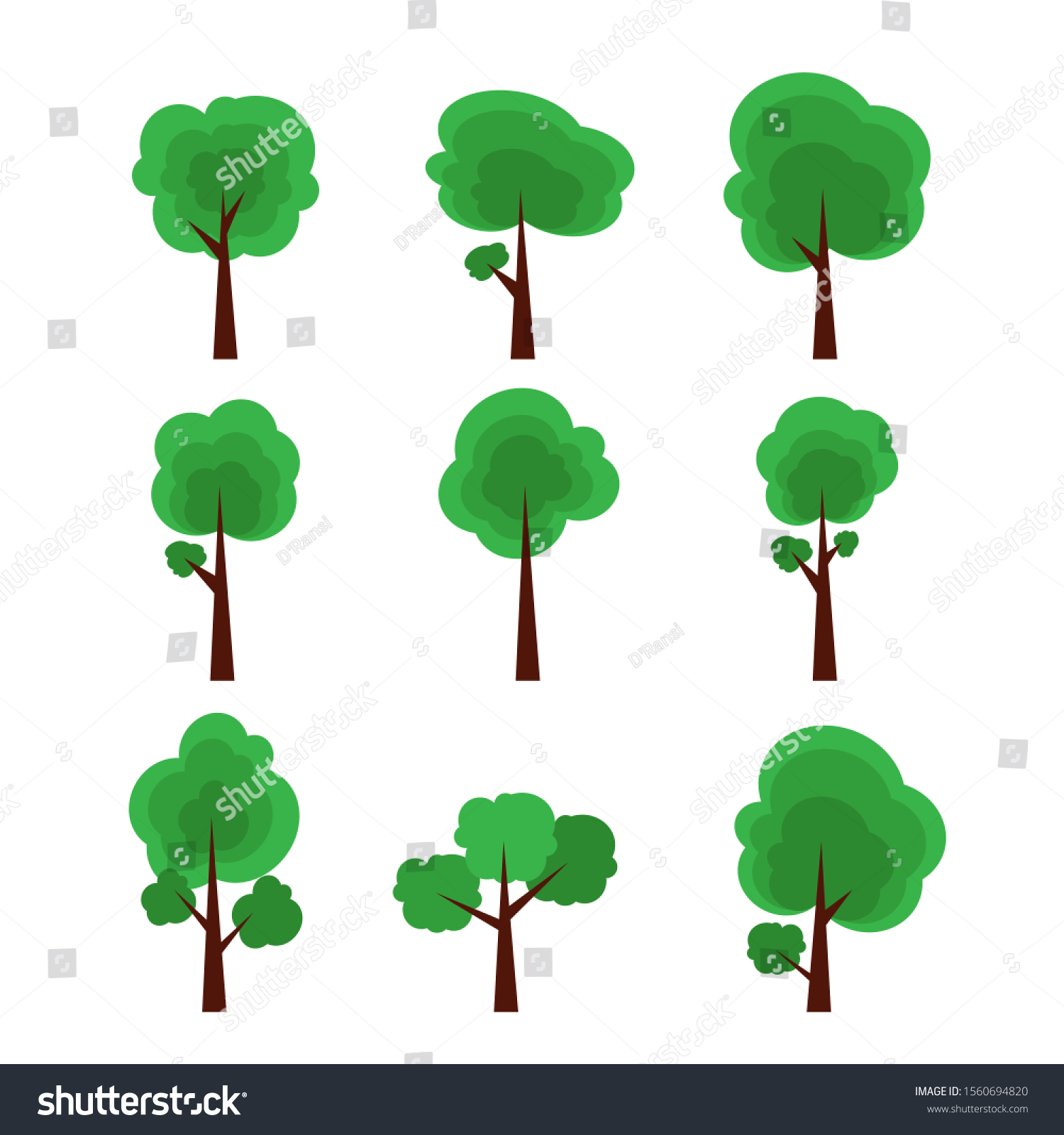 Simple Flat Vector Tree Vector Collection Stock Vector (Royalty Free ...