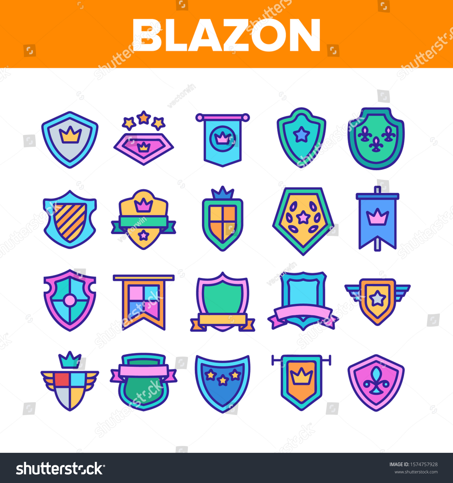 Blazon Shield Shapes Collection Icons Set Stock Vector (Royalty Free) 1574757928 | Shutterstock