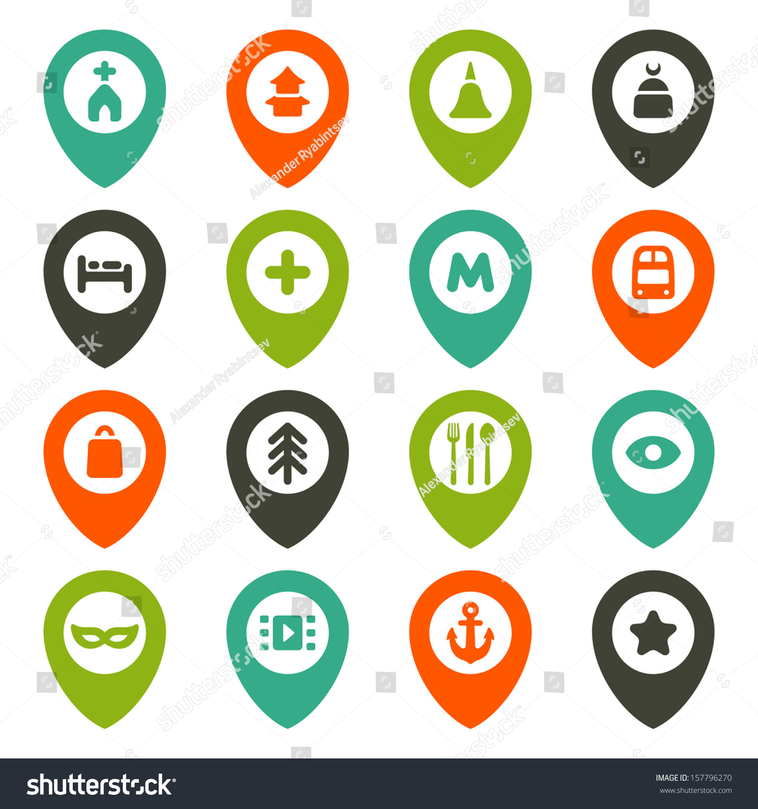 Map Icons Set Stock Vector (Royalty Free) 157796270 | Shutterstock