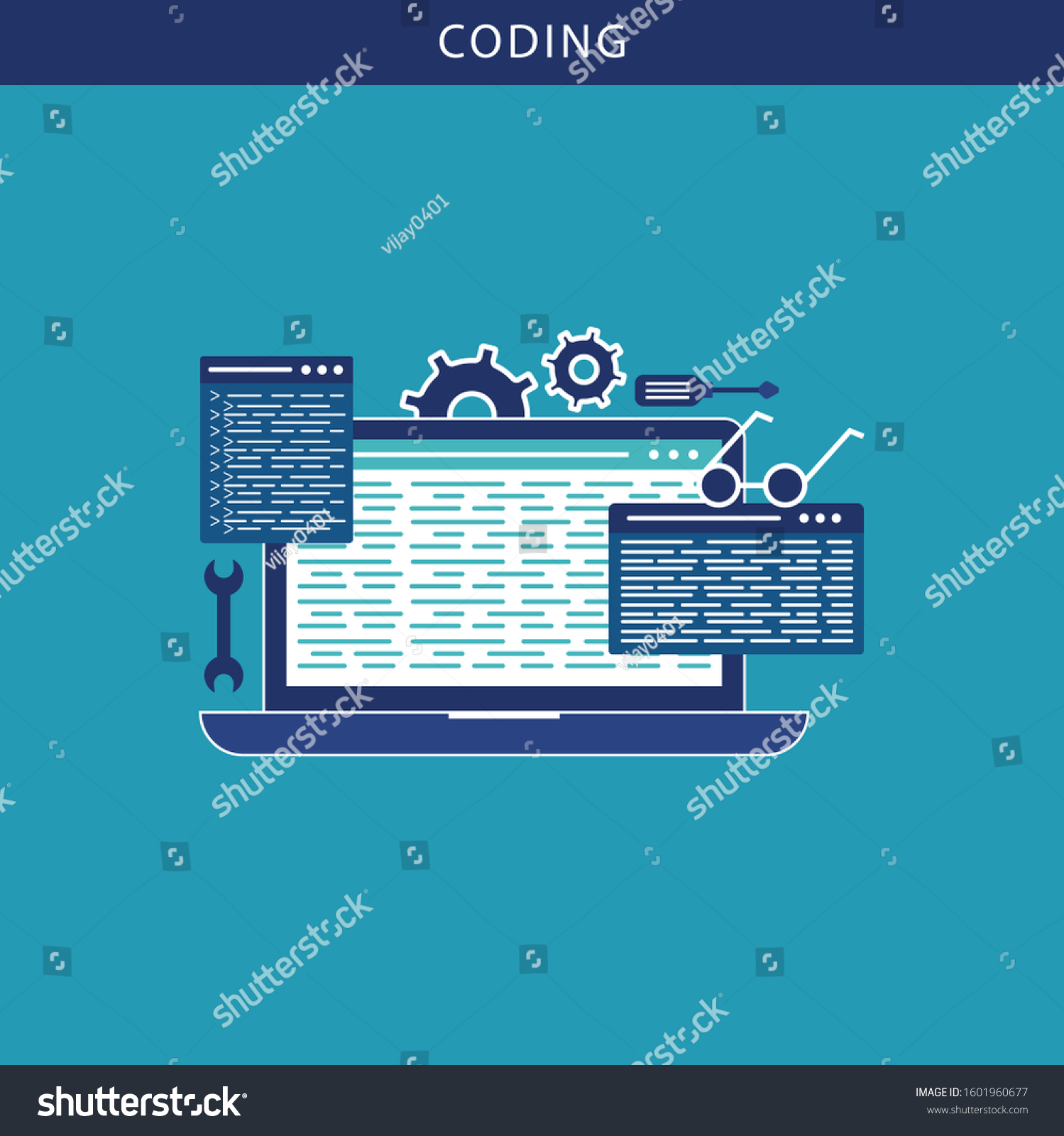 Vector Laptop Coding Concept Web Developer Stock Vector (Royalty Free) 1601960677 | Shutterstock