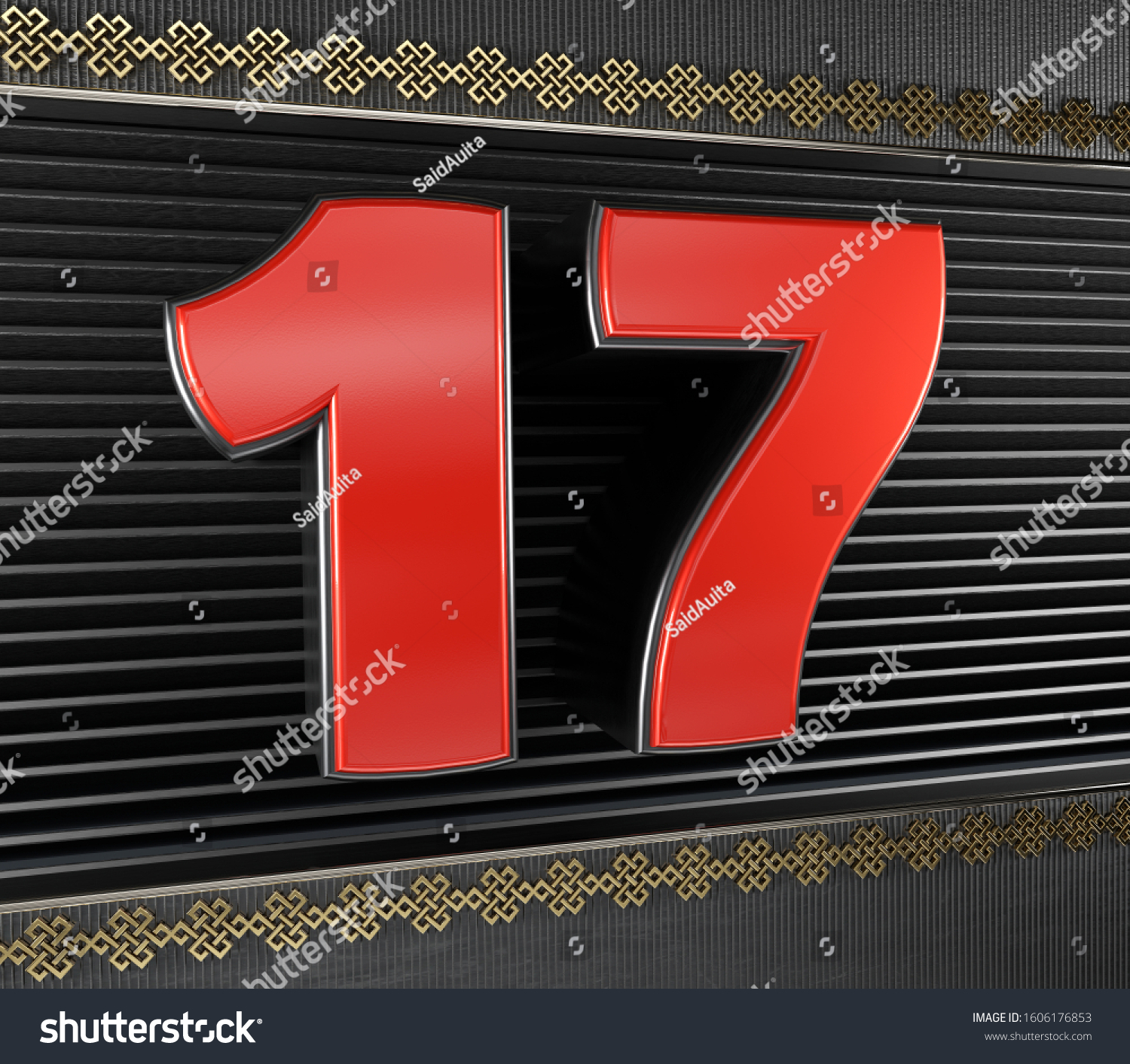 Red Number 17 Number Seventeen Golden Stock Illustration 1606176853 | Shutterstock