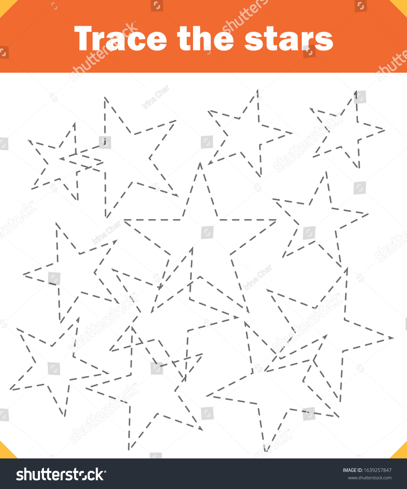Preschool Worksheet Trace Stars Color Tracing: เวกเตอร์สต็อก (ปลอดค่า ...