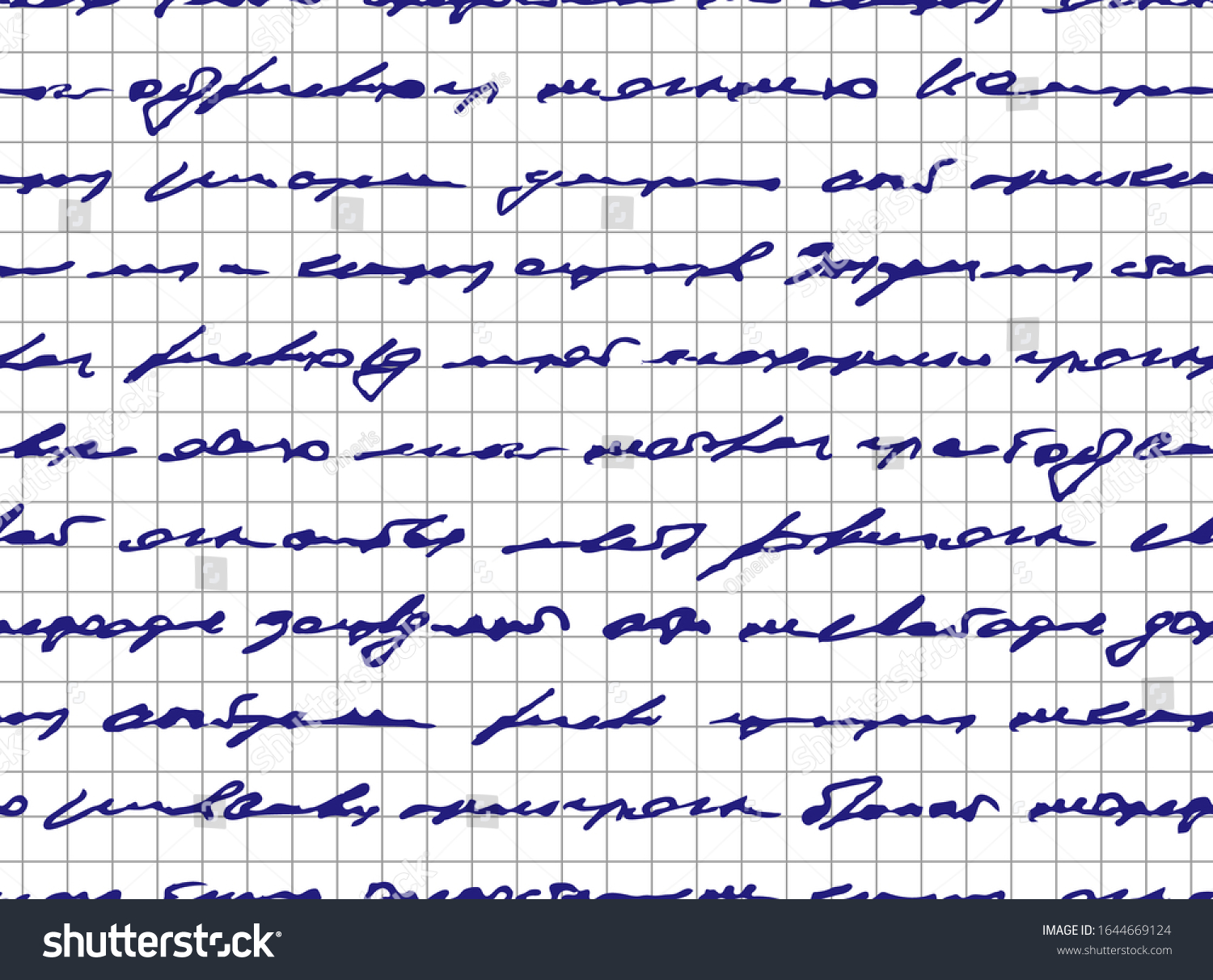Handwriting On Grid Paper Written Blue Stock Vector (Royalty Free ...