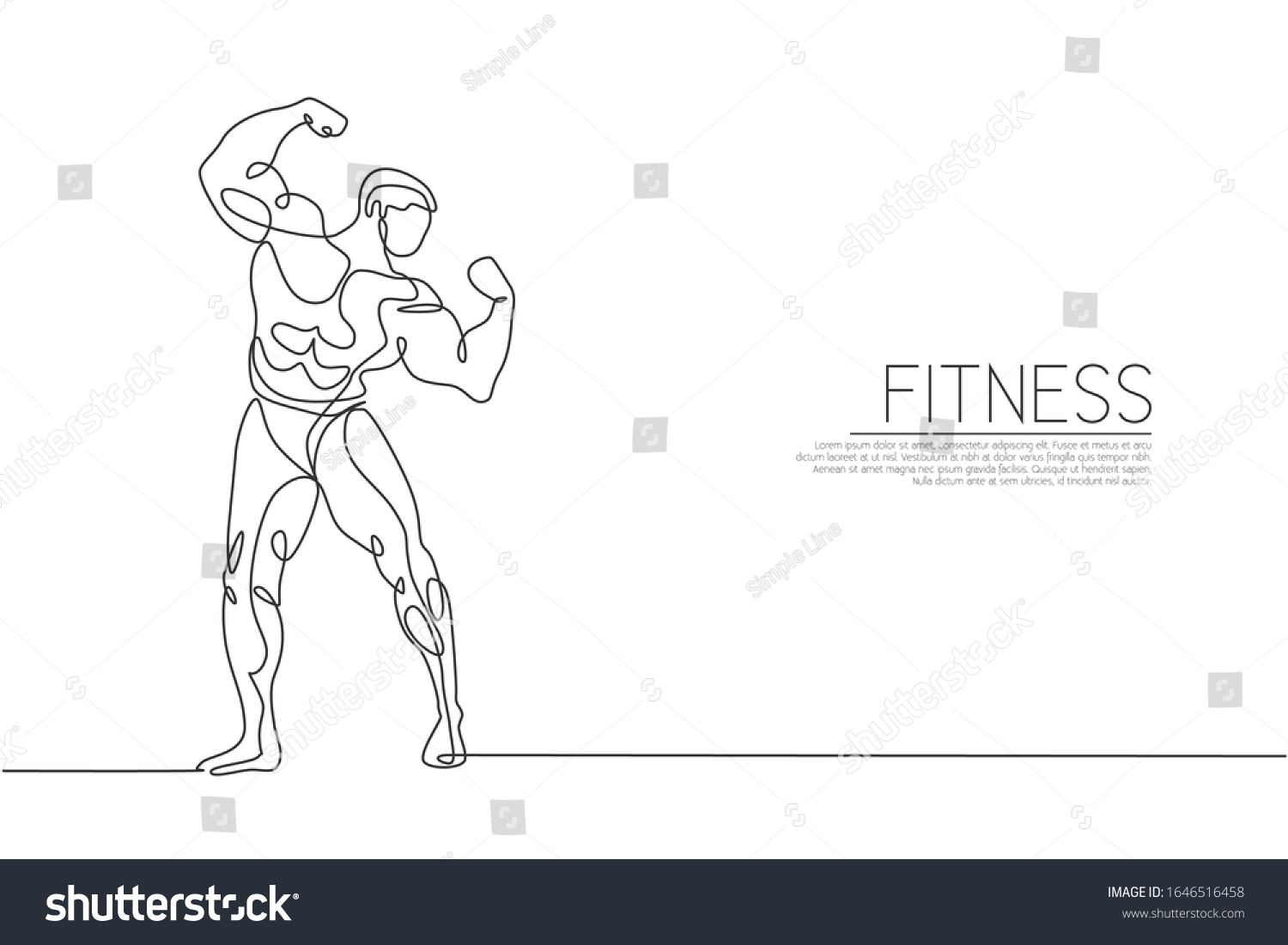 One Continuous Line Drawing Young Strong Stock Vector (Royalty Free) 1646516458 | Shutterstock