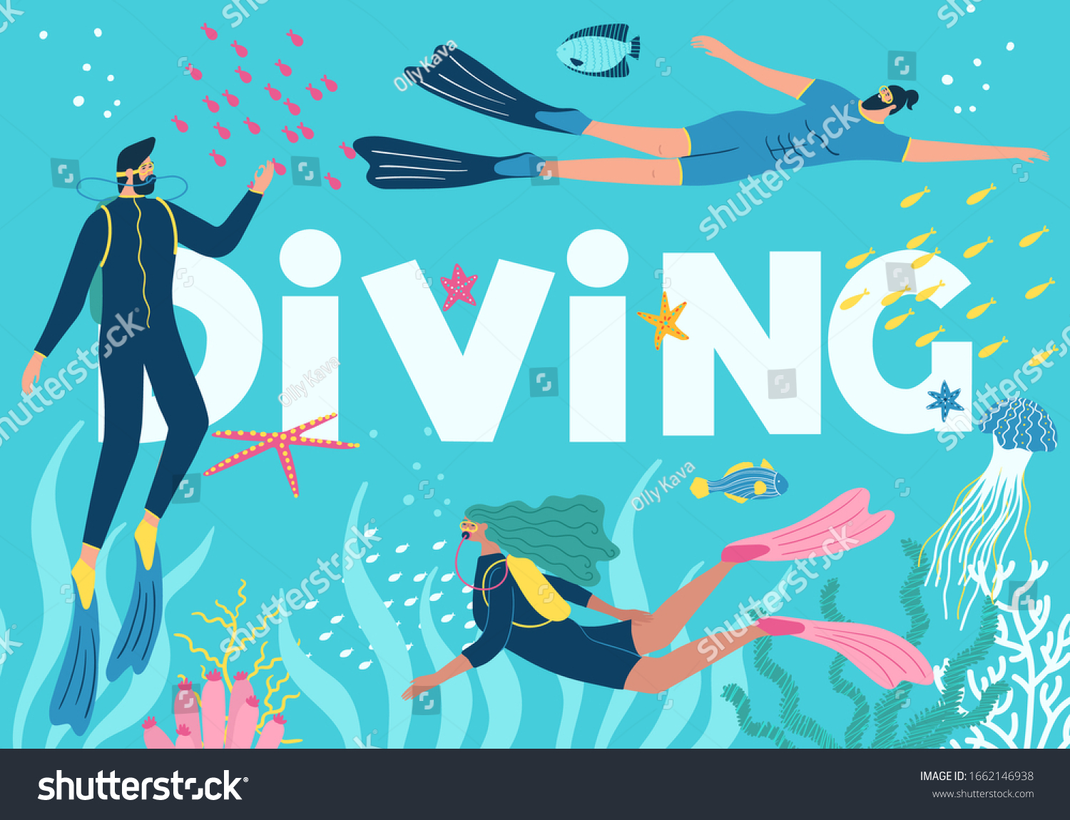 Scuba Diving Club Vector Illustration Letters Stock Vector (Royalty ...