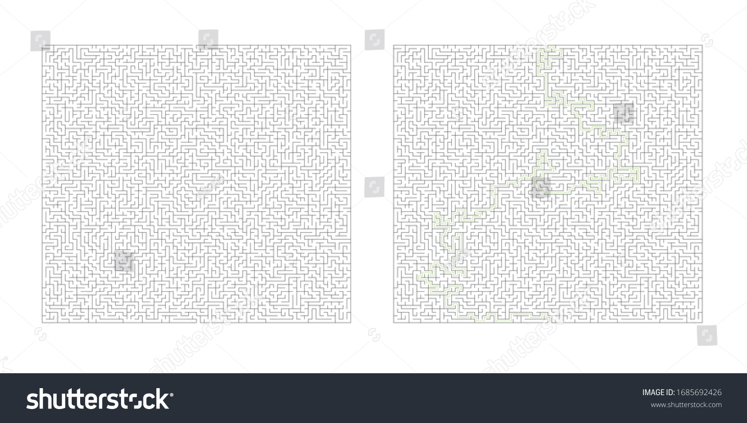 Huge 80x80 Rectangular Maze Solution Stock Vector (Royalty Free ...