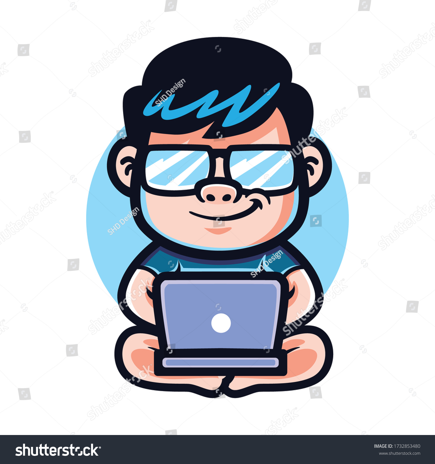 Cartoon Geek Code Mascot Logo Stock Vector (Royalty Free) 1732853480 ...