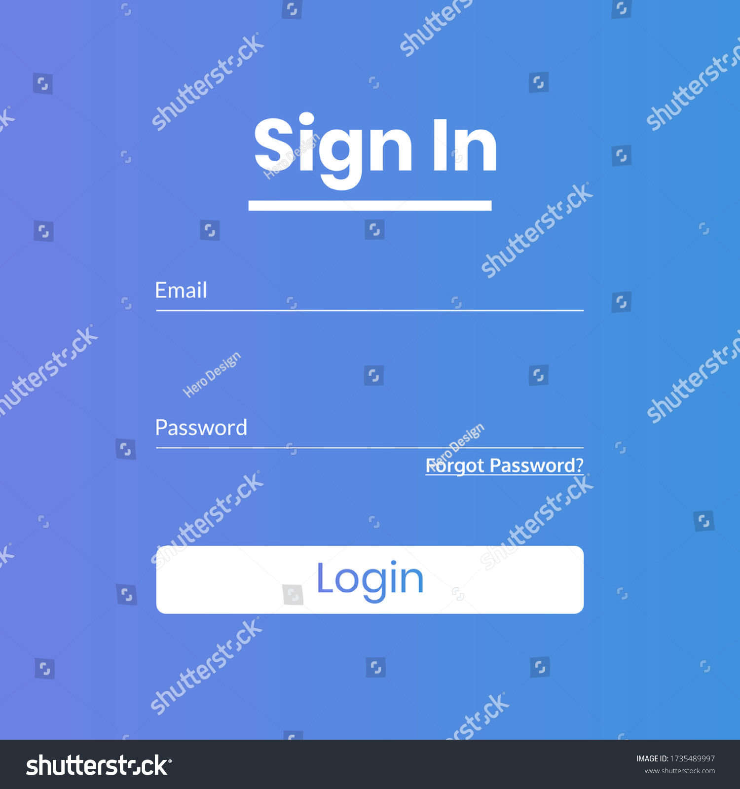 User Login Form Menu Page Design Stock Vector (Royalty Free) 1735489997 ...