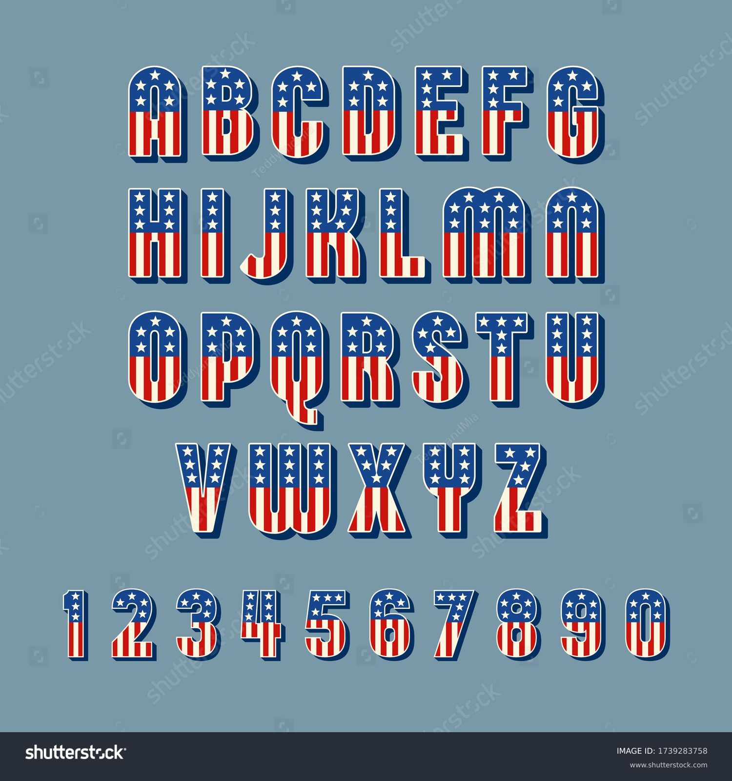 Patriotic Font American Flag Stars Stripes Stock Vector (Royalty Free ...