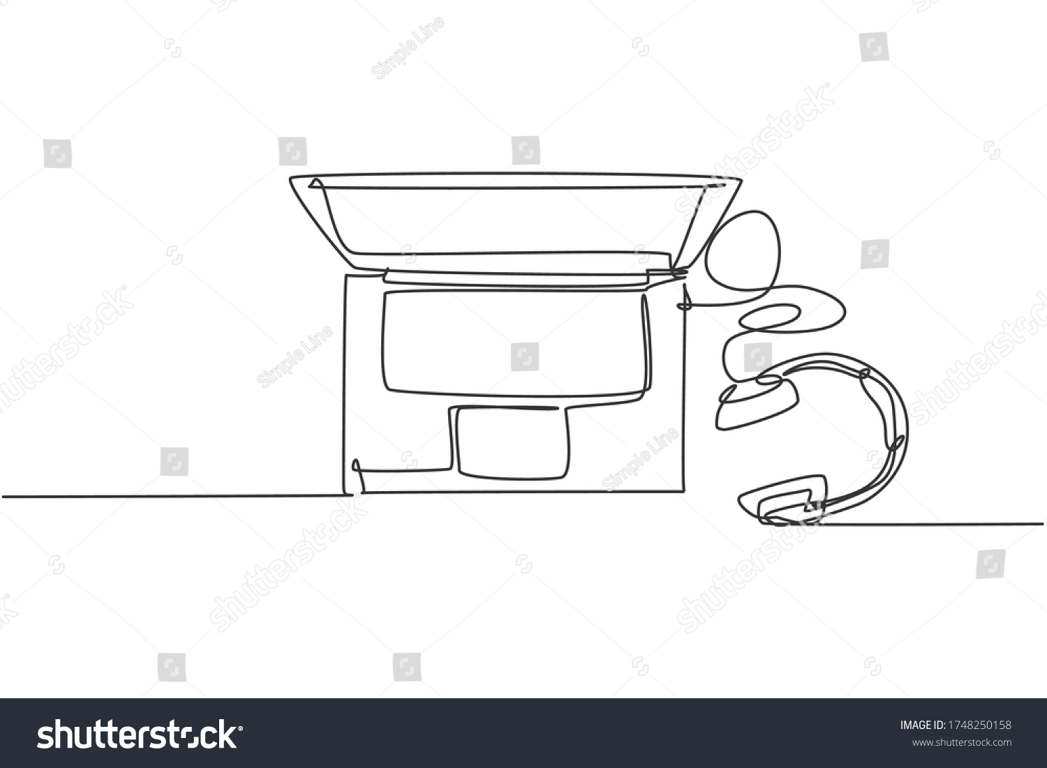 One Single Line Drawing Laptop Classic Stock Vector (Royalty Free ...