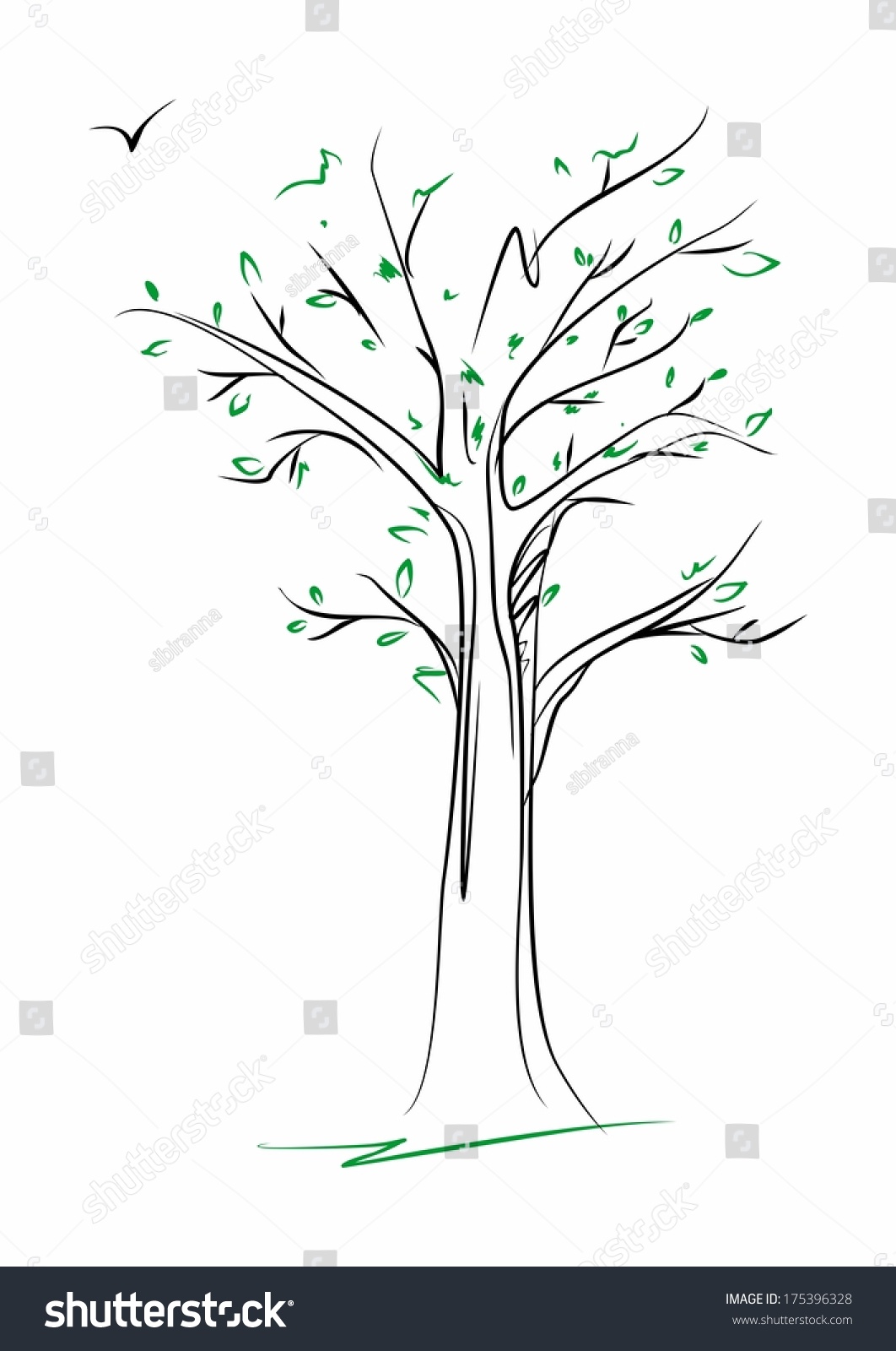 Sketch Tree Spring Leaves Vector Illustration Stock Vector (Royalty ...