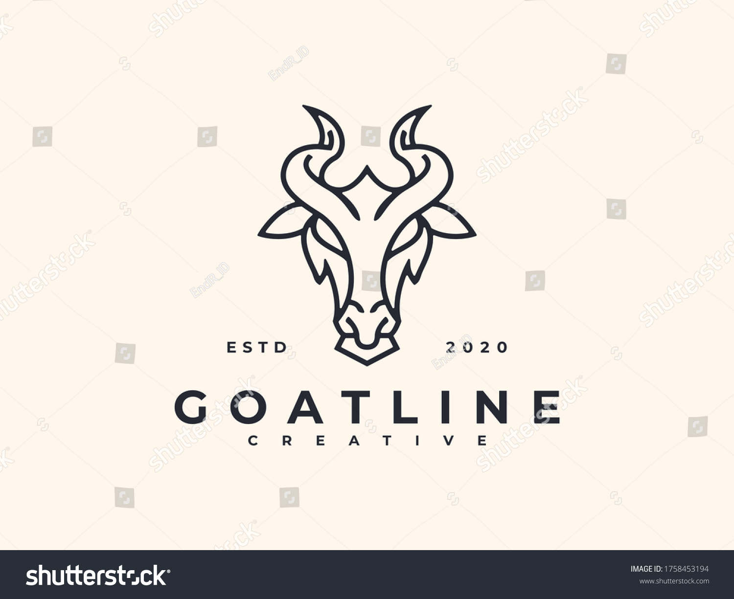 Goat Line Art Logo Design Minimalist Stock Vector (Royalty Free ...